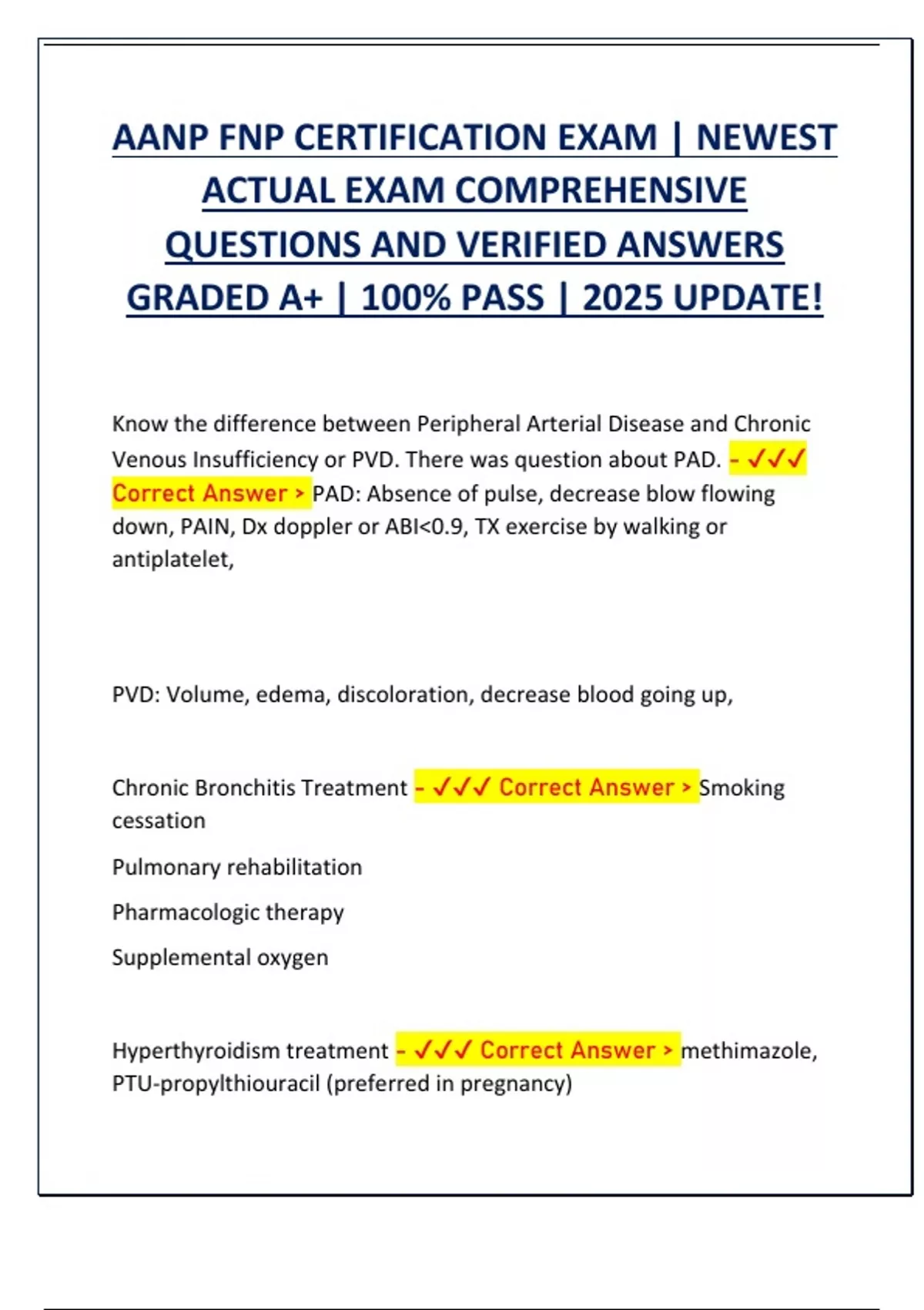 AANP FNP CERTIFICATION EXAM | NEWEST ACTUAL EXAM COMPREHENSIVE ...