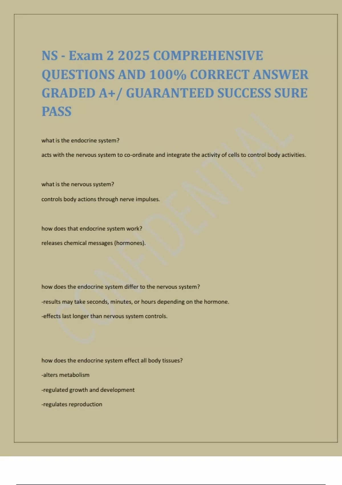 NS - Exam 2 2025 COMPREHENSIVE QUESTIONS AND 100% CORRECT ANSWER GRADED ...
