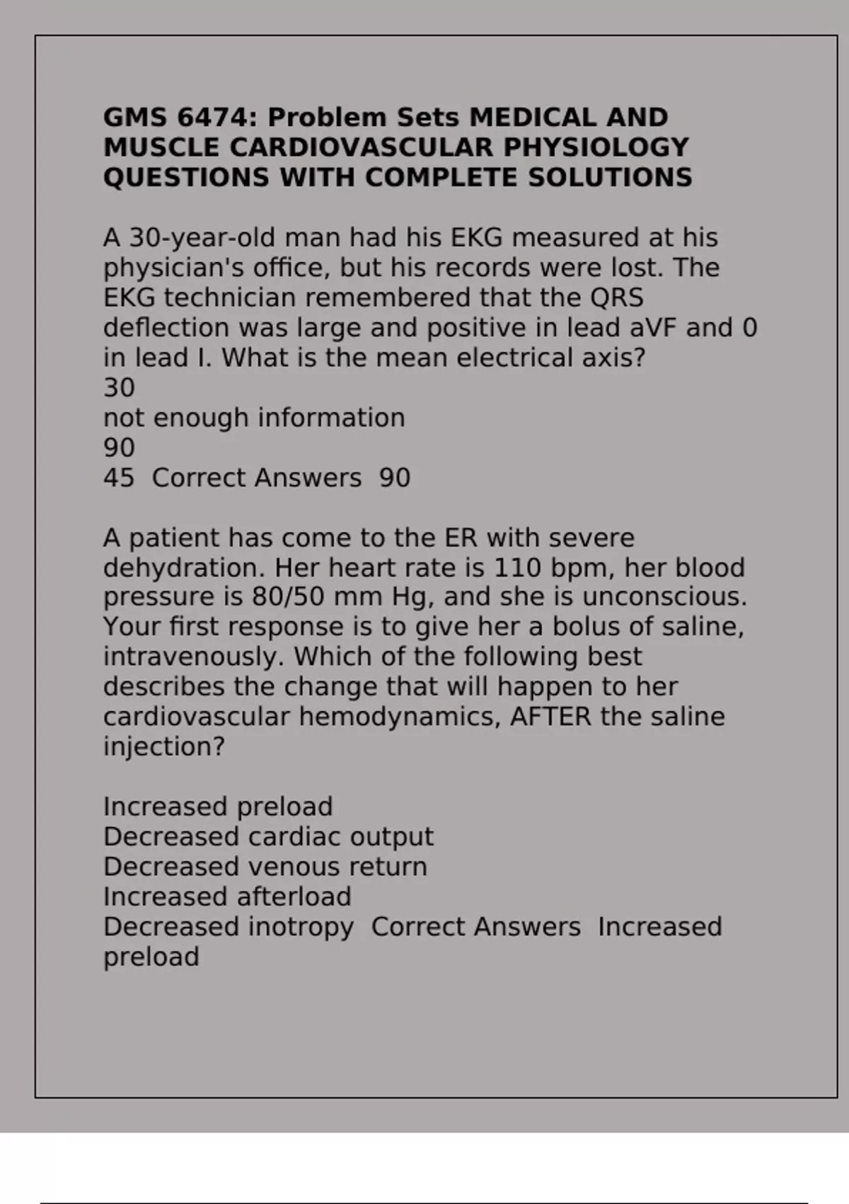 GMS 6474 University Of Florida -GMS 6474: Problem Sets MEDICAL AND MUSCLE CARDIOVASCULAR ...