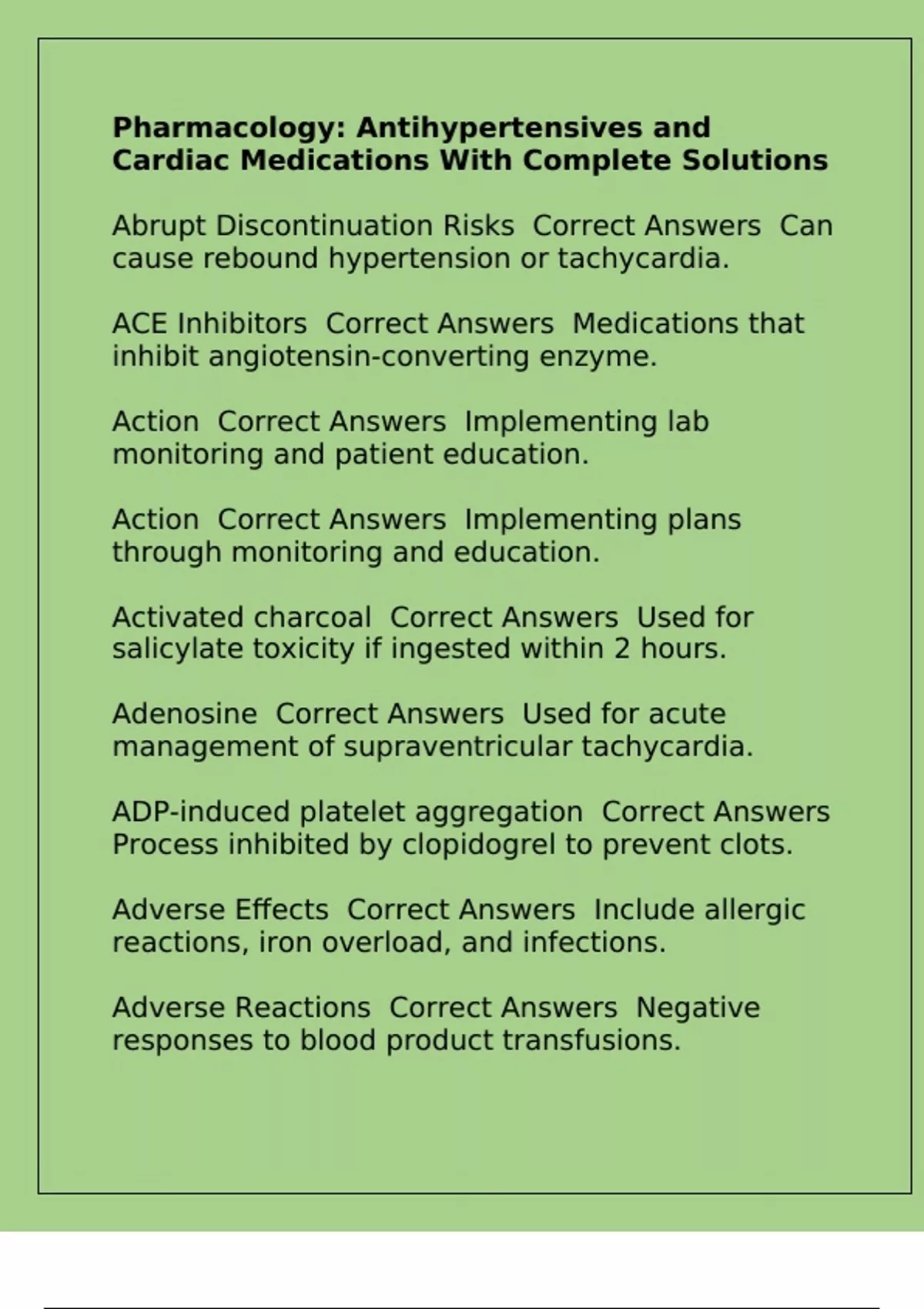 Pharmacology: Antihypertensives and Cardiac Medications With Complete ...