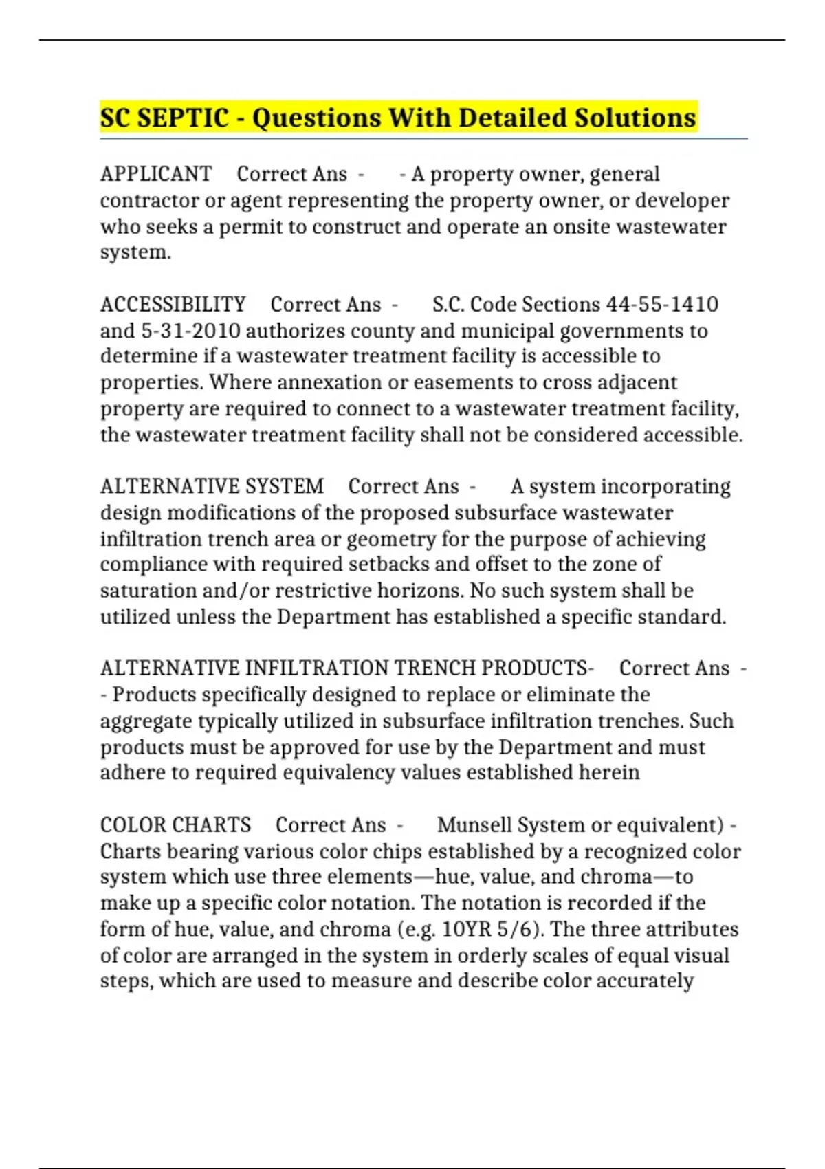 SC SEPTIC - Questions With Detailed Solutions - Septic Installer ...