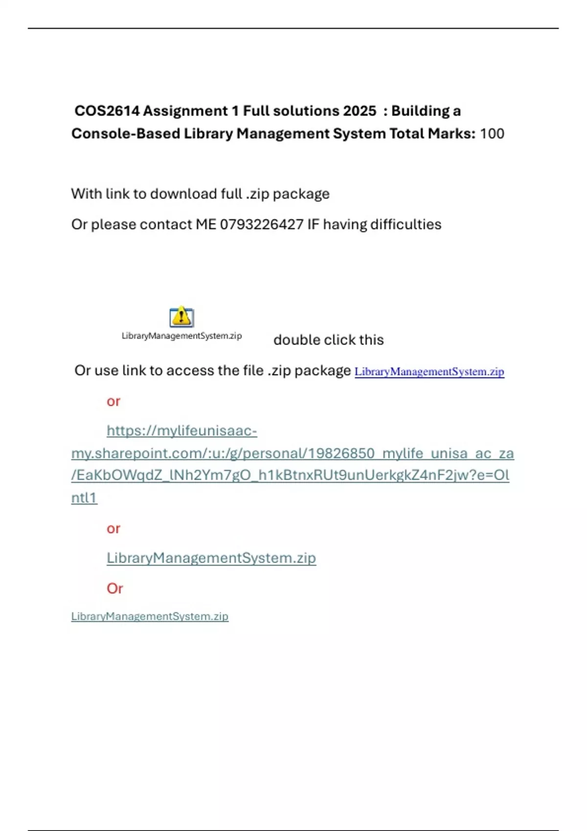 Cos2614 assignment 1 solutions 2025 - Programming: Contemporary Concepts (COS2614) - Stuvia SA