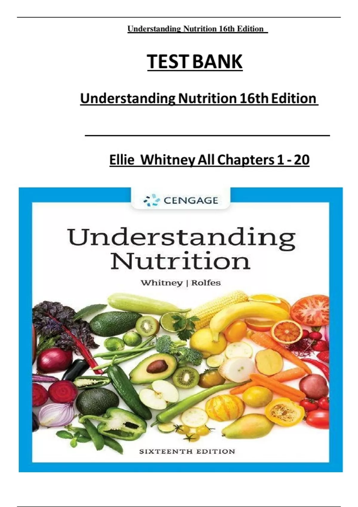 TEST BANK FOR UNDERSTANDING NUTRITION 16TH EDITION QUESTIONS WITH ...
