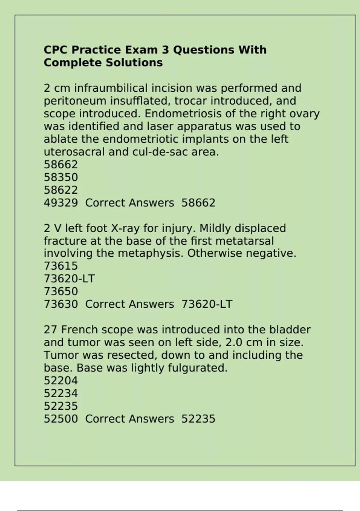 CPC Practice Exam 3 Questions With Complete Solutions - CPC - Stuvia US