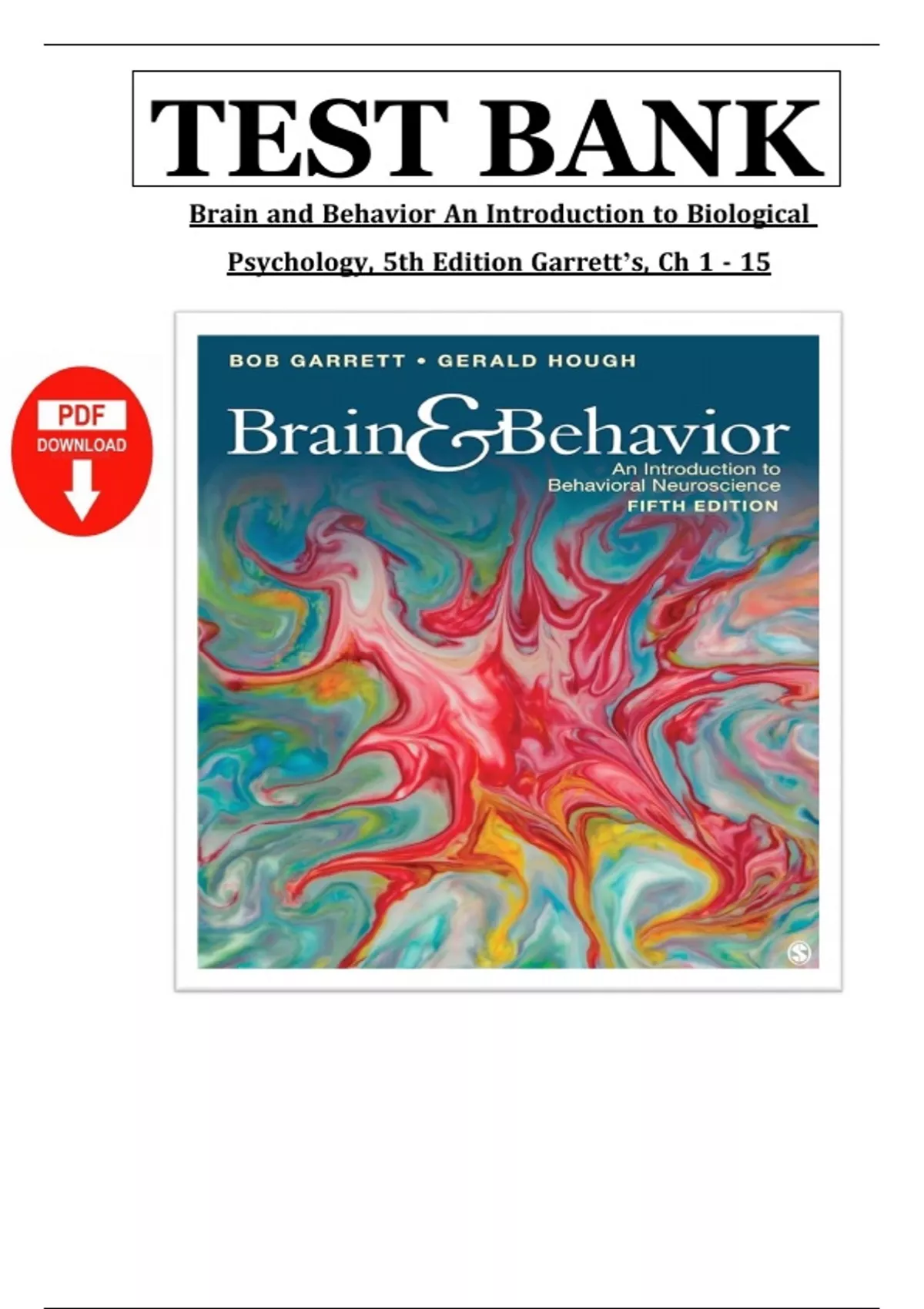 Complete Test Bank for Brain and Behavior, An Introduction to ...