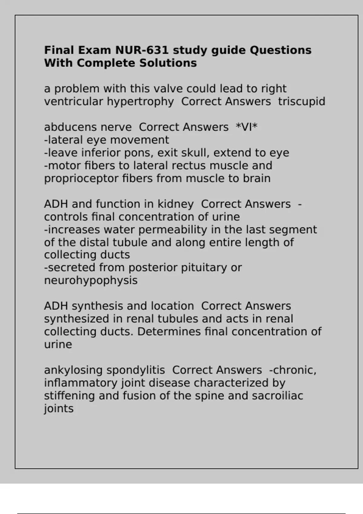 Final Exam NUR-631 study guide Questions With Complete Solutions - NUR ...