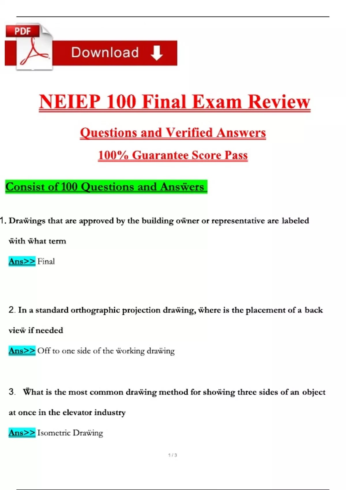 NEIEP 100 Final Exam Review (Latest 2025 / 2026): Most Comprehensive Qs ...
