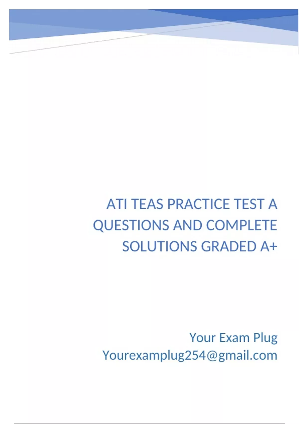 ATI TEAS Practice Test A Questions and Complete Solutions Graded A+ ...