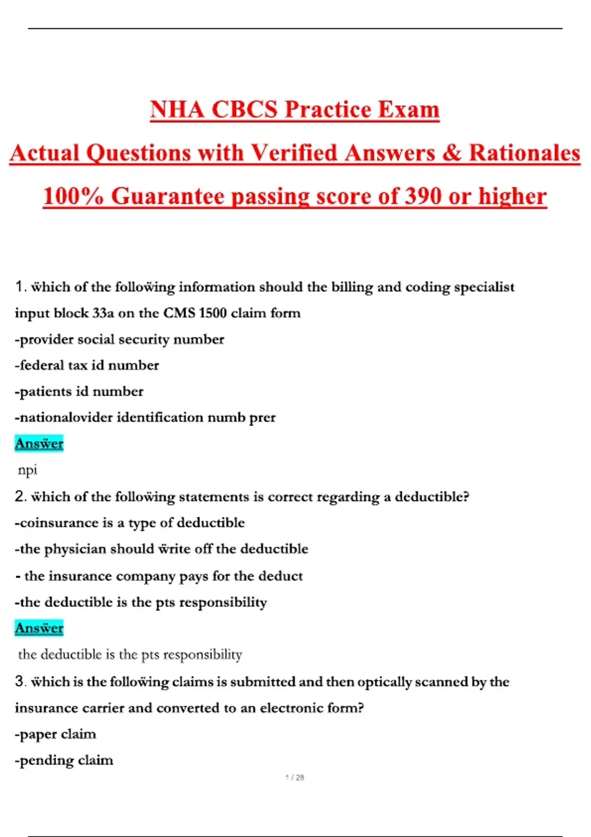 NHA CBCS Practice Exam (Latest 2025 / 2026): Most Comprehensive Qs ...