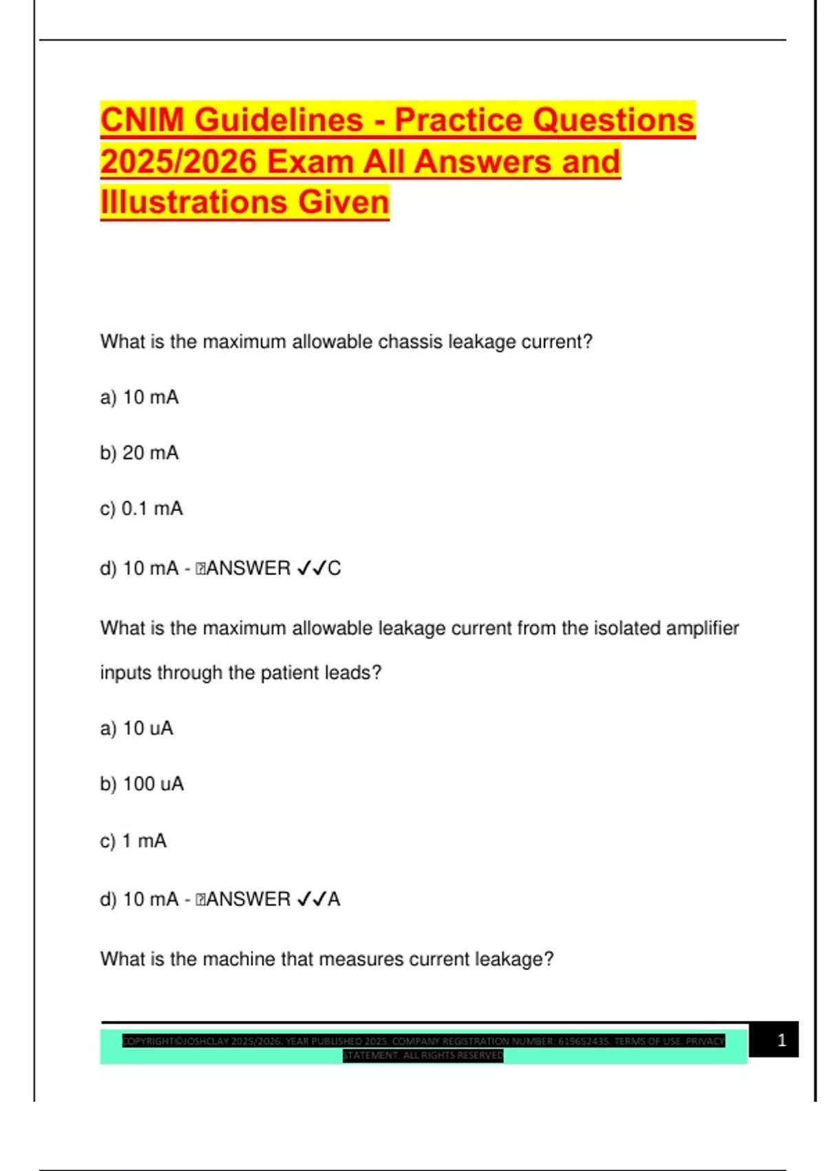 CNIM Guidelines - Practice Questions 2025/2026 Exam All Answers and ...