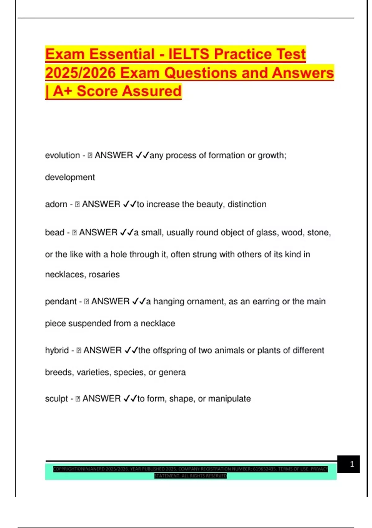 Exam Essential - IELTS Practice Test 2025/2026 Exam Questions and ...