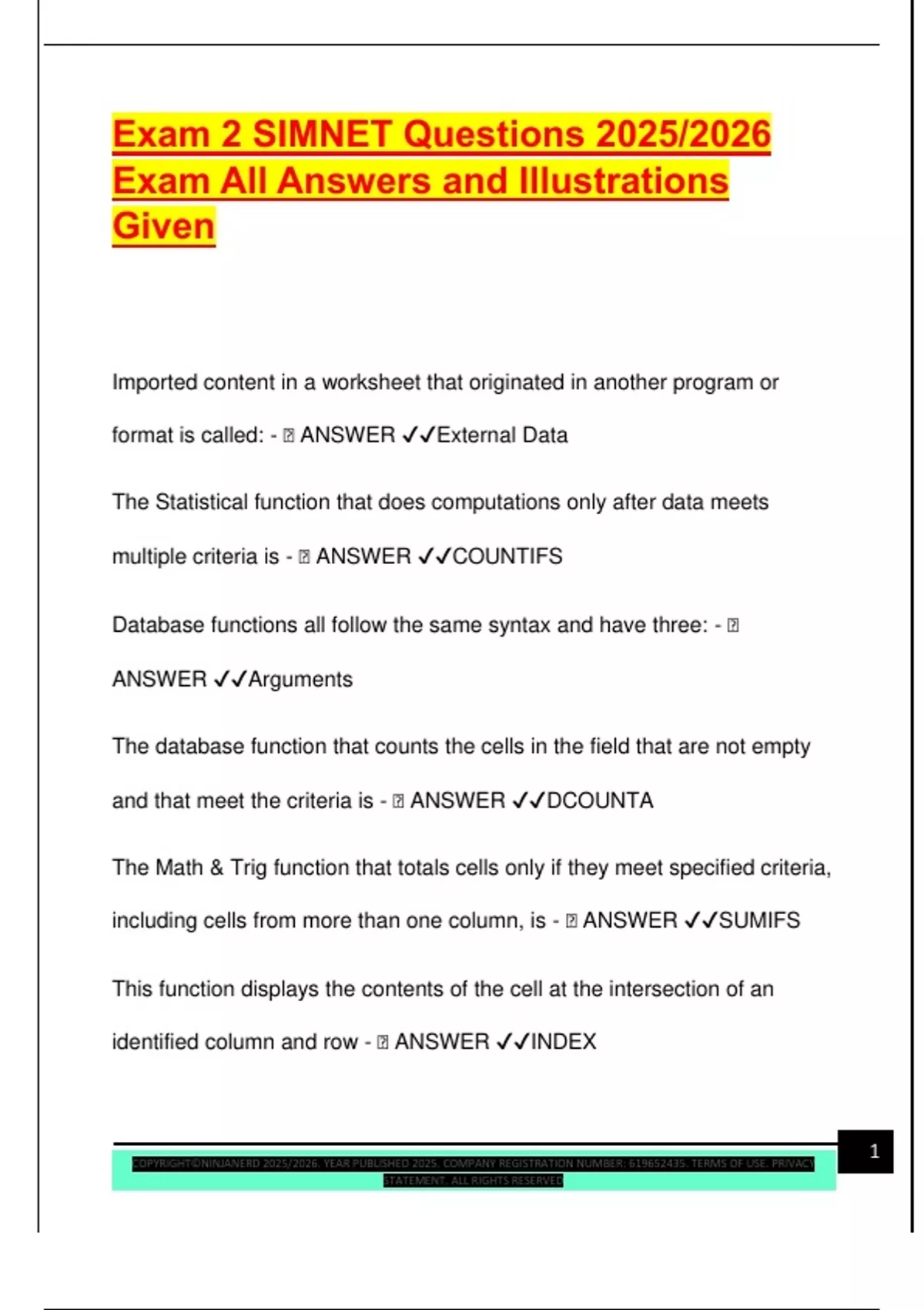 Exam 2 SIMNET Questions 2025/2026 Exam All Answers and Illustrations Given - SIMNET - Stuvia US