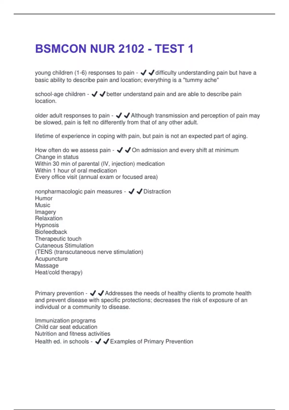 BSMCON NUR 2102 - TEST 1 QUESTIONS & ANSWERS VERIFIED 100% CORRECT ...