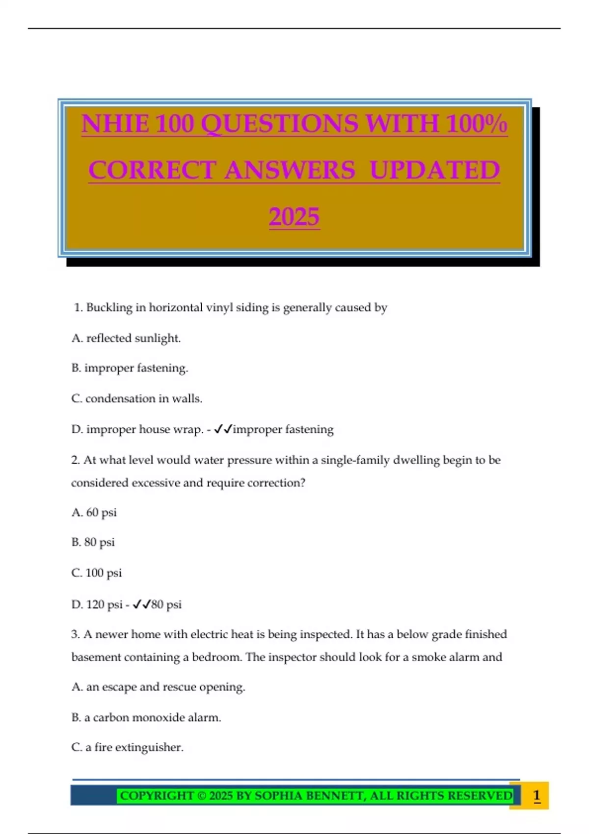 NHIE 100 QUESTIONS WITH 100% CORRECT ANSWERS UPDATED 2025 - Nhie ...