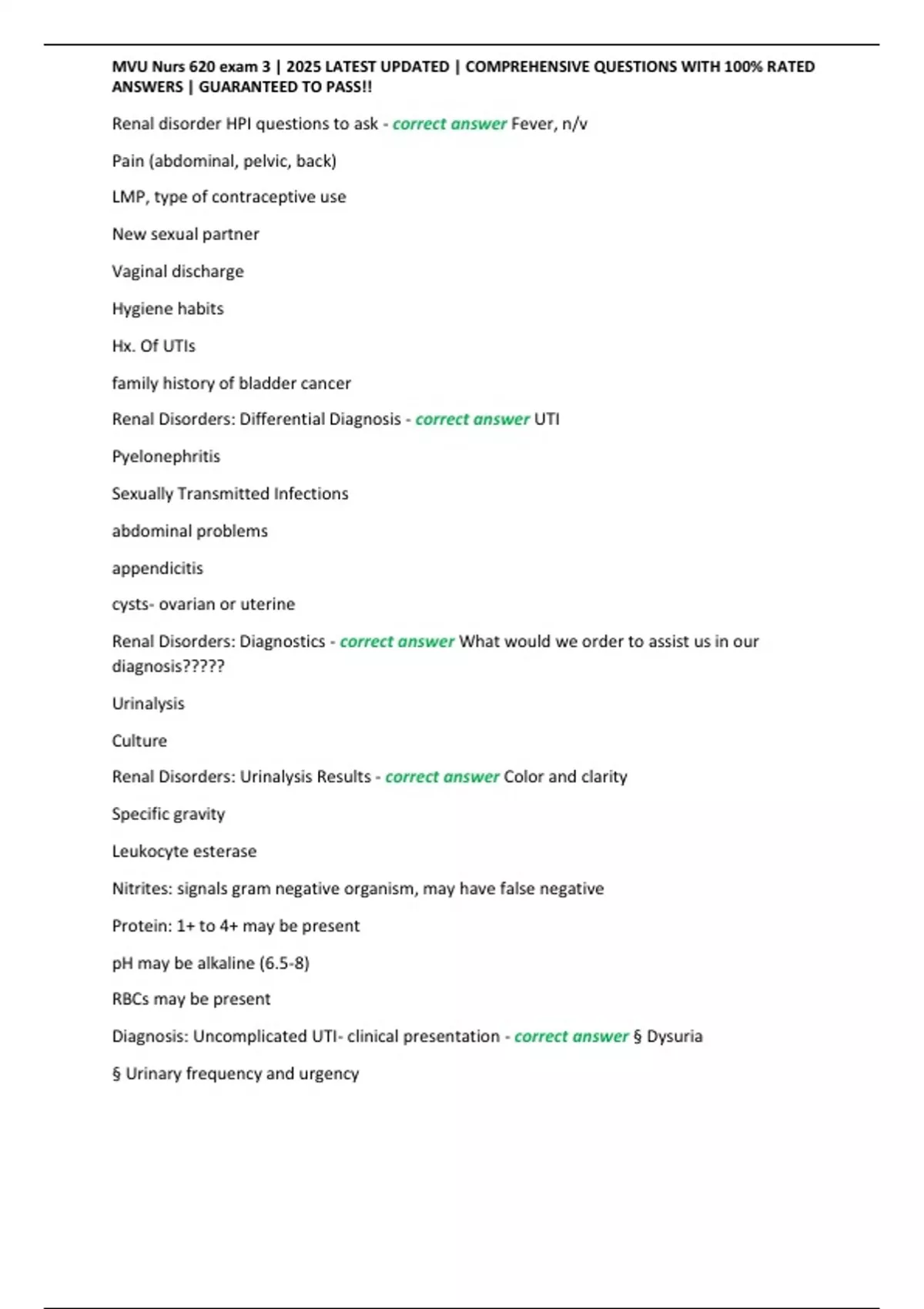 MVU Nurs 620 exam 3 | 2025 LATEST UPDATED | COMPREHENSIVE QUESTIONS ...
