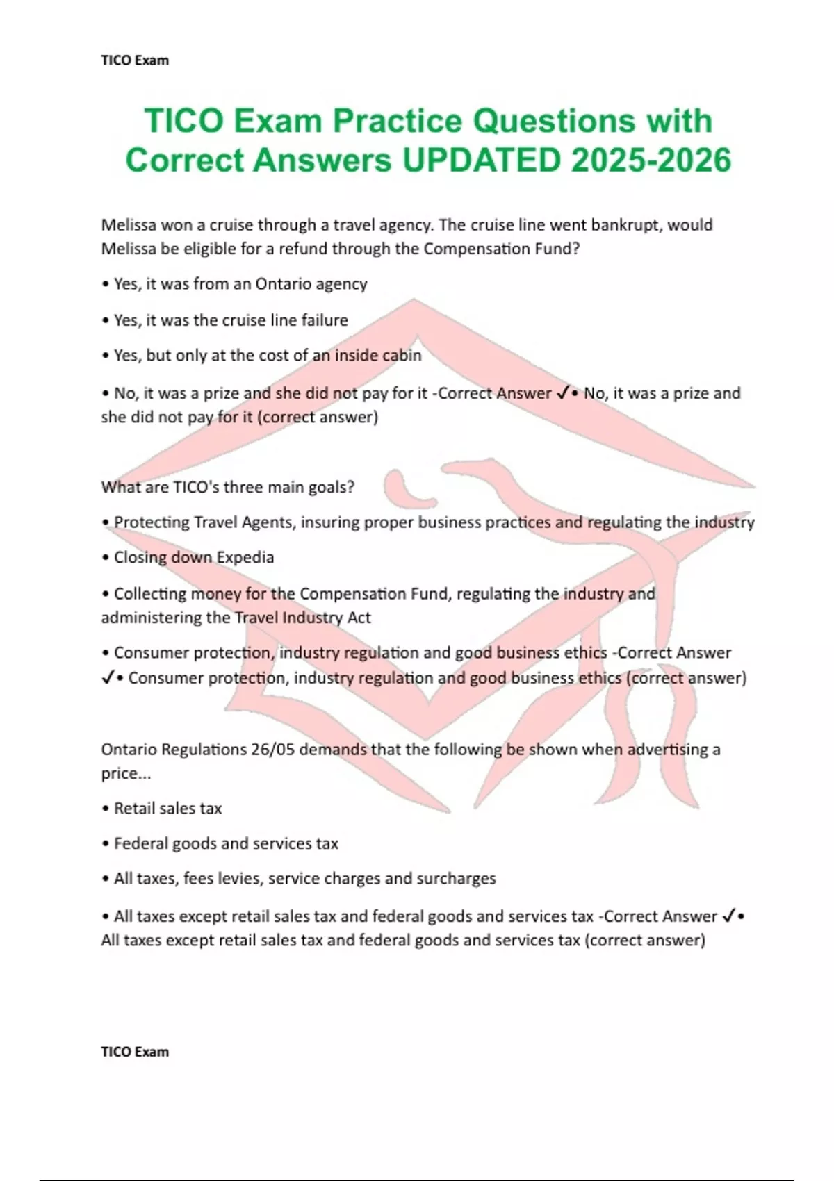 TICO Exam Practice Questions with Correct Answers UPDATED - TICO ...