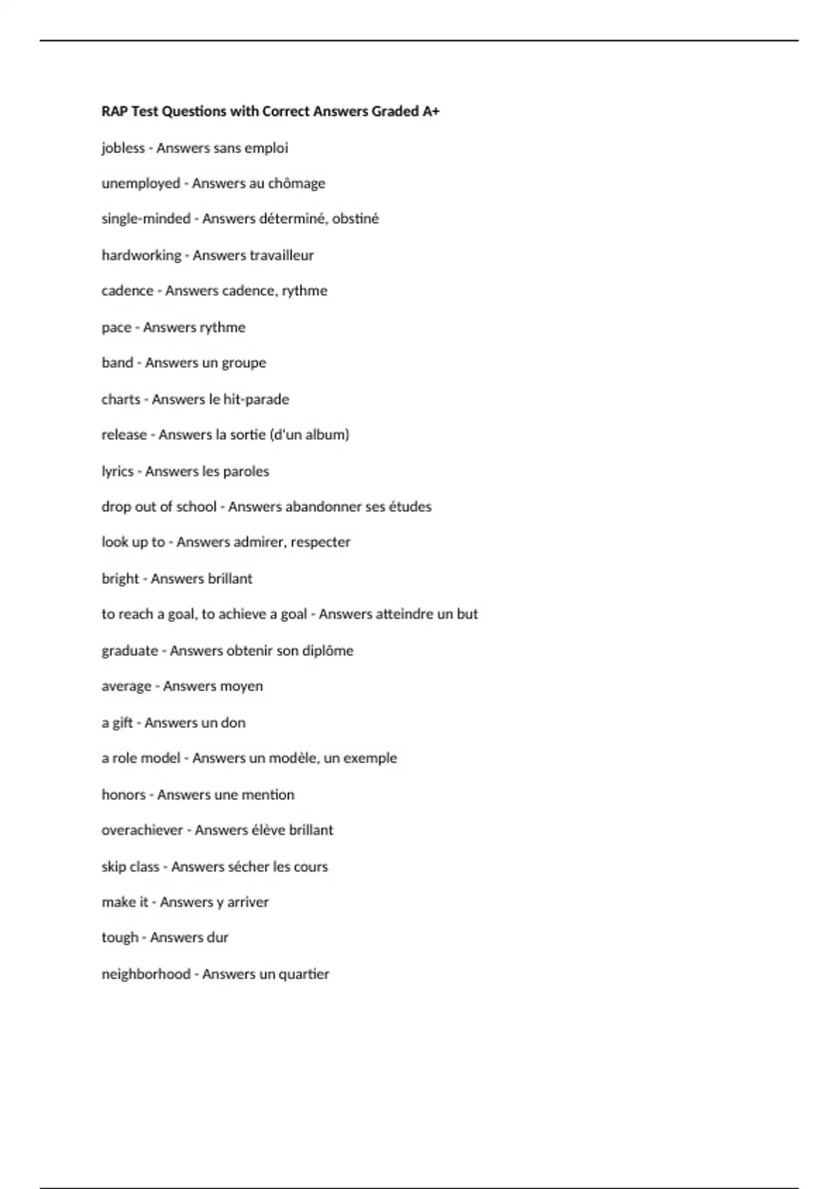 RAP Test Questions with Correct Answers Graded A+ - RAP - Stuvia US