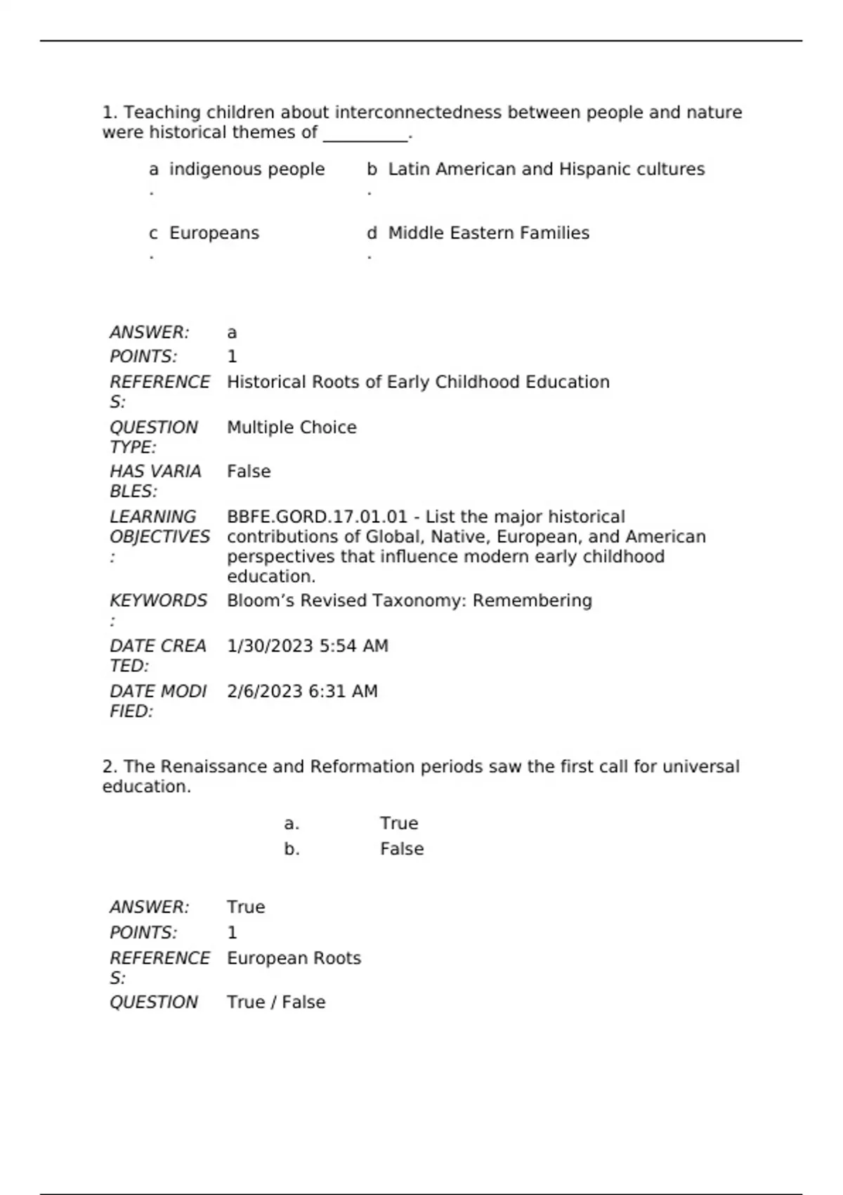 Test Bank, quizzes: Beginnings & Beyond Foundations in Early Childhood ...