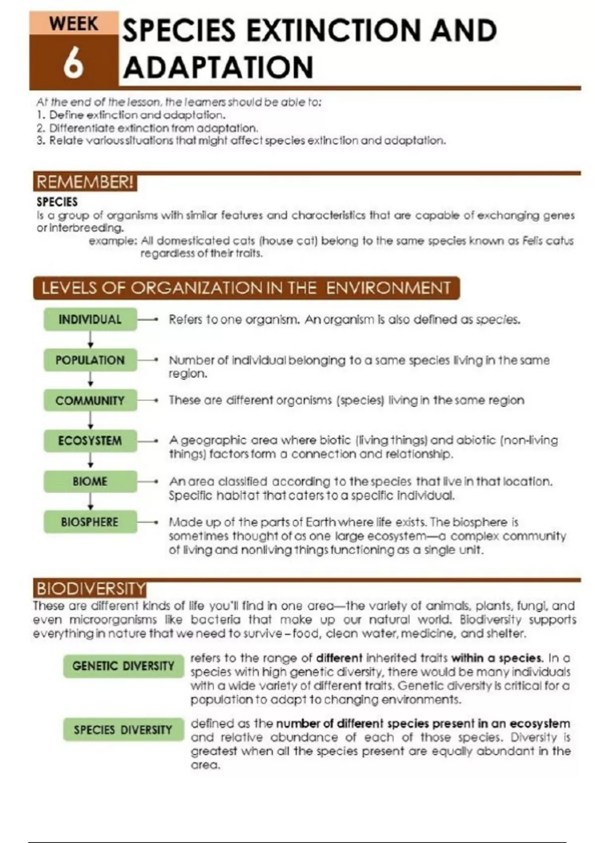 Species extinction and adaptation - 1267 - Stuvia US