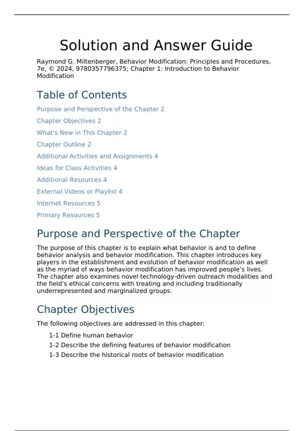 Solutions Manual: Behavior Modification Principles and Procedures ...