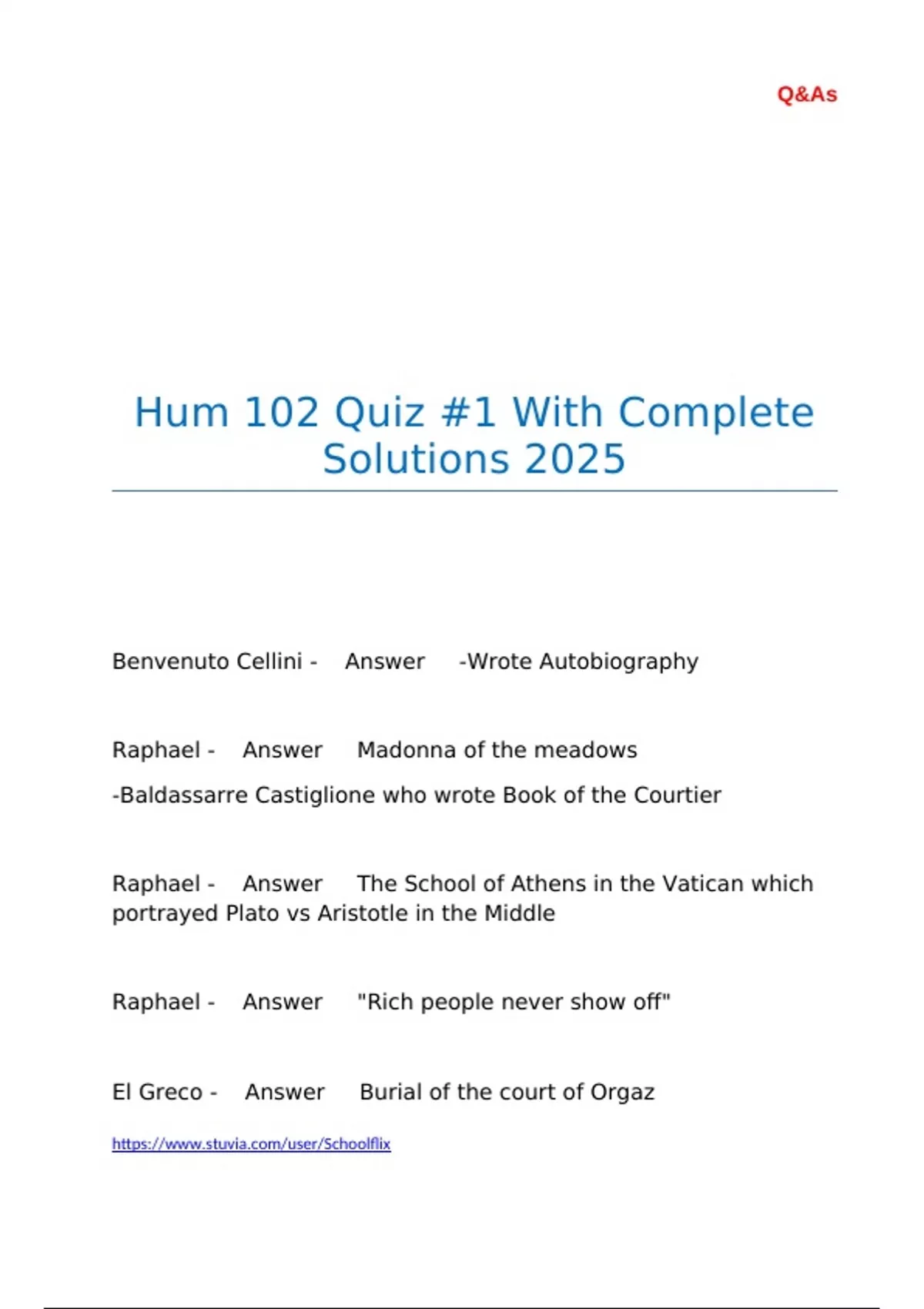 Hum 102 Quiz -1 With Complete Solutions 2025 - HUM 102 - Stuvia US