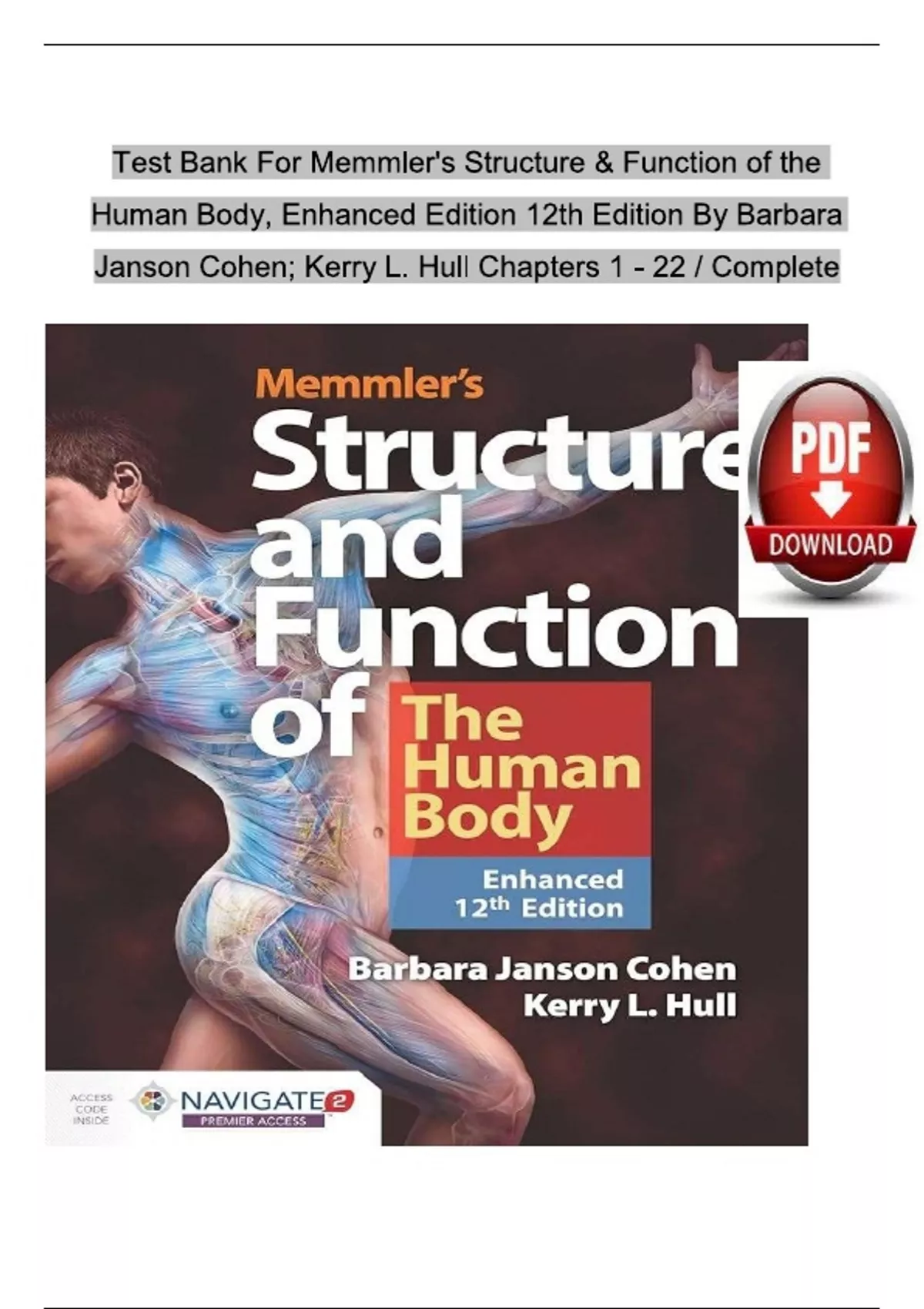 Test Bank Memmlers Structure and Function of the Human Body 12th ...