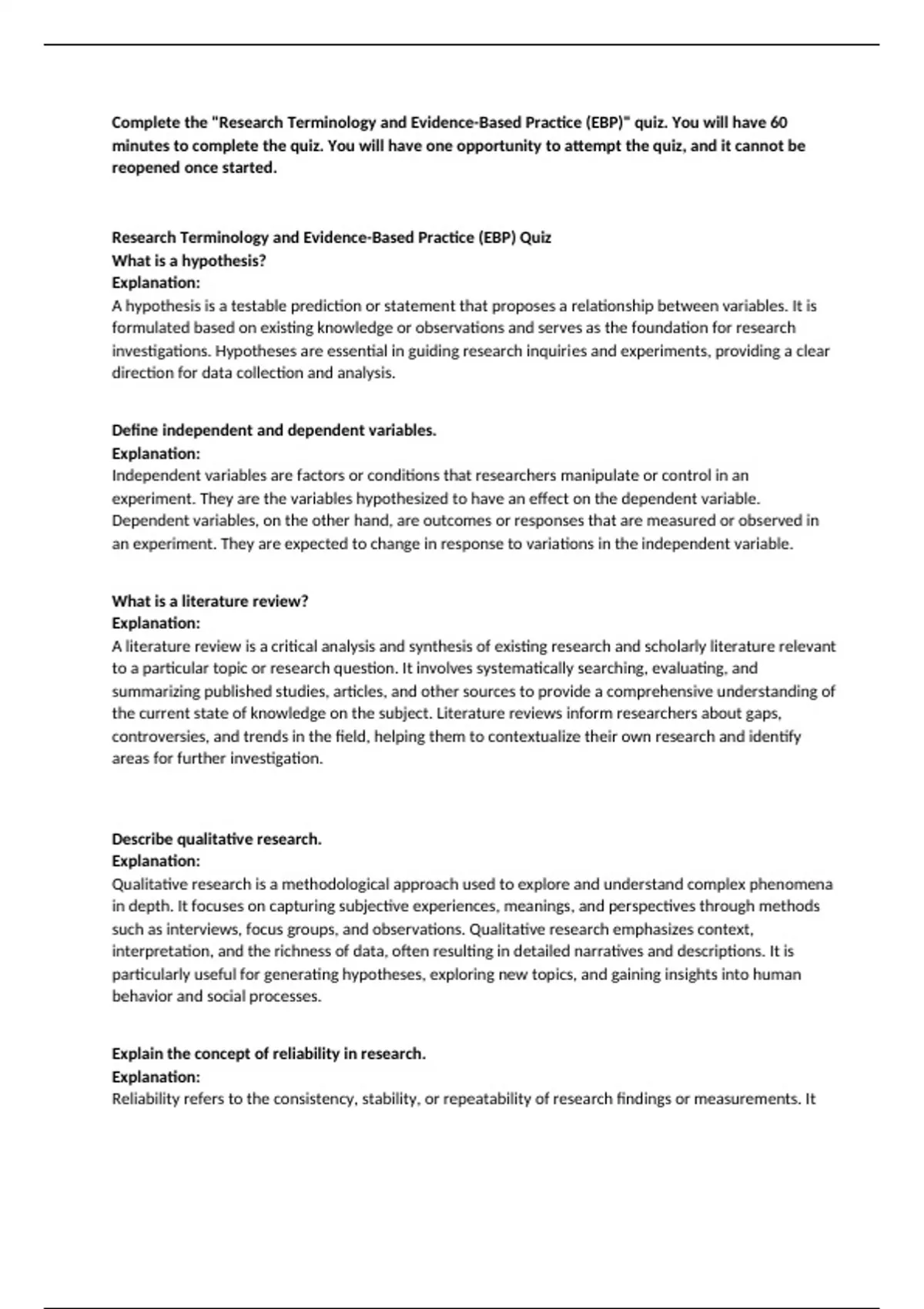 NRS 445 Topic 1 Assignment; Research Terminology and Evidence-Based ...