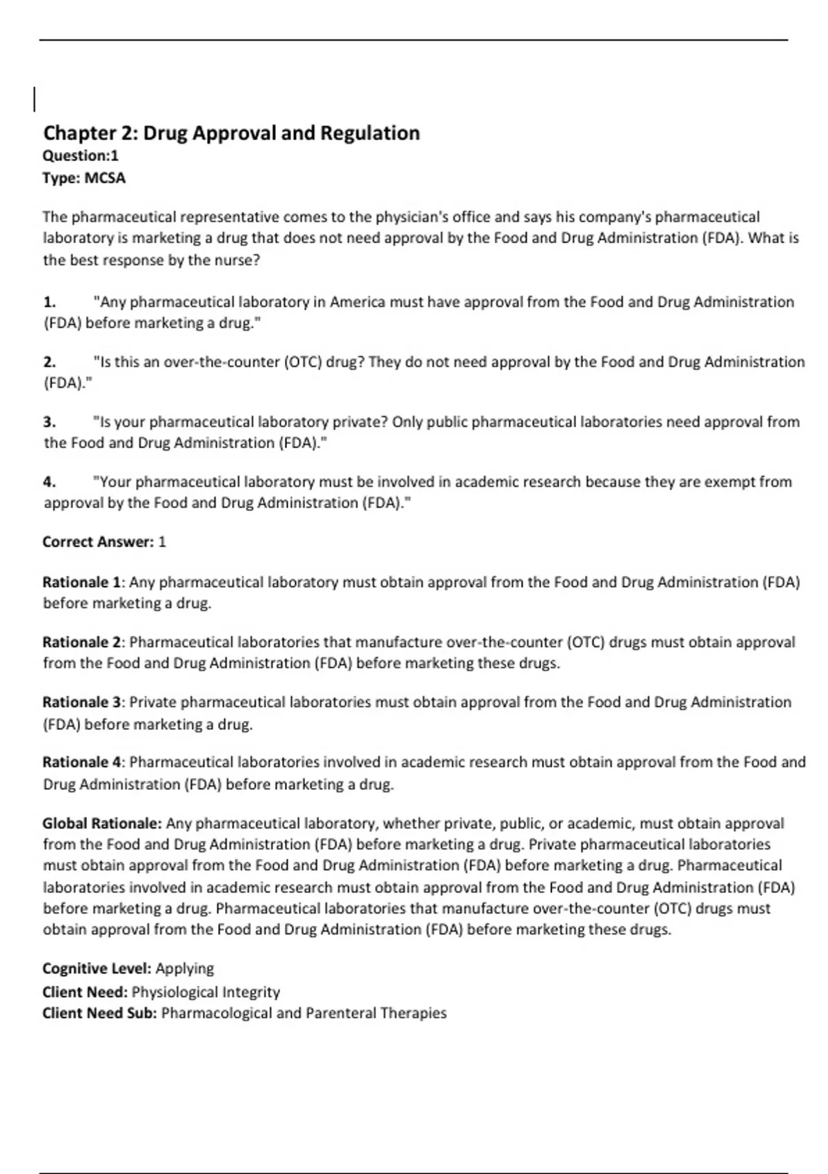 Chapter 2 Drug Approval and Regulation - Pharmacology - Stuvia US