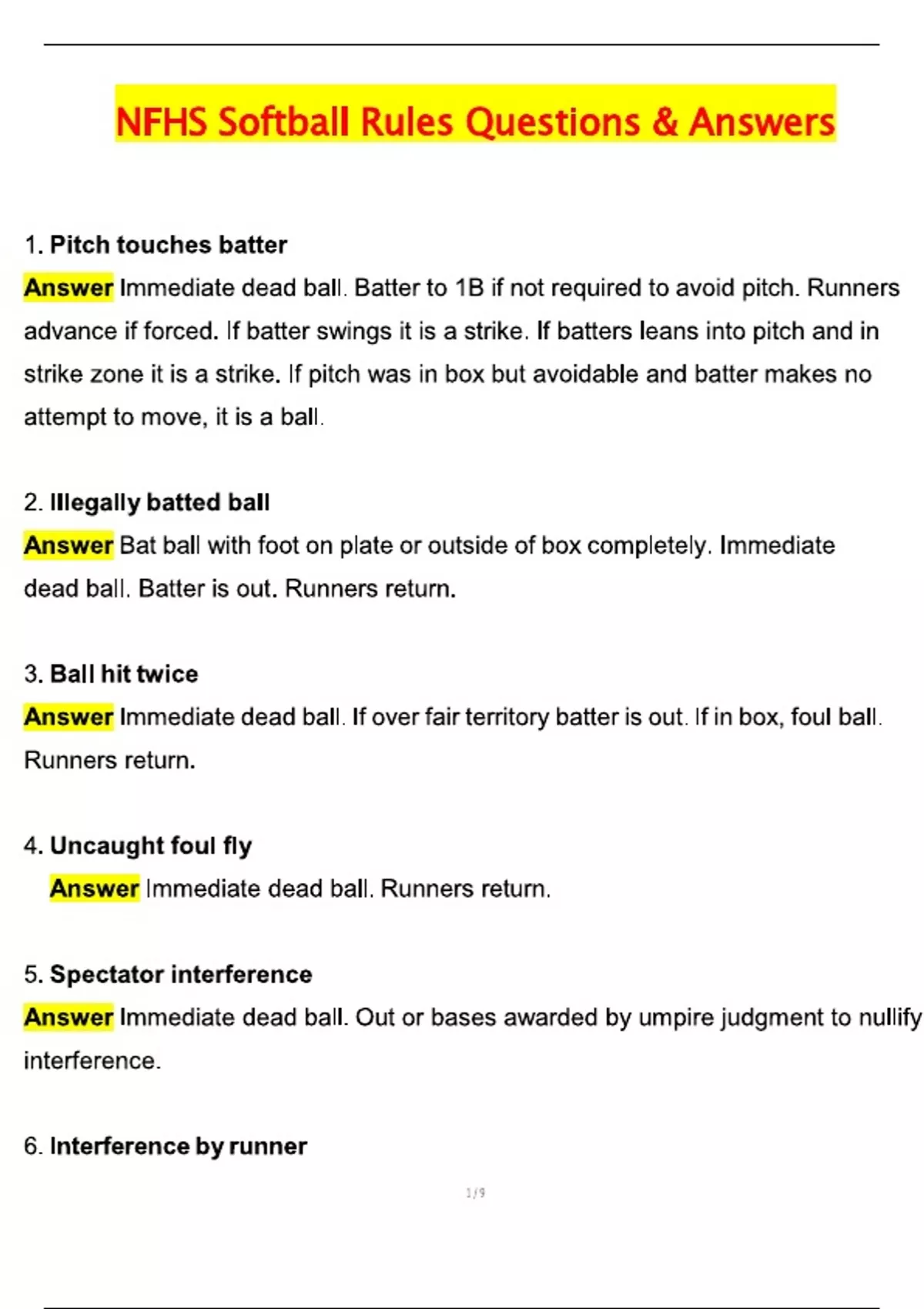NFHS SOFTBALL RULES 2025 Exam (Latest 2025 / 2026 Update) Questions and ...