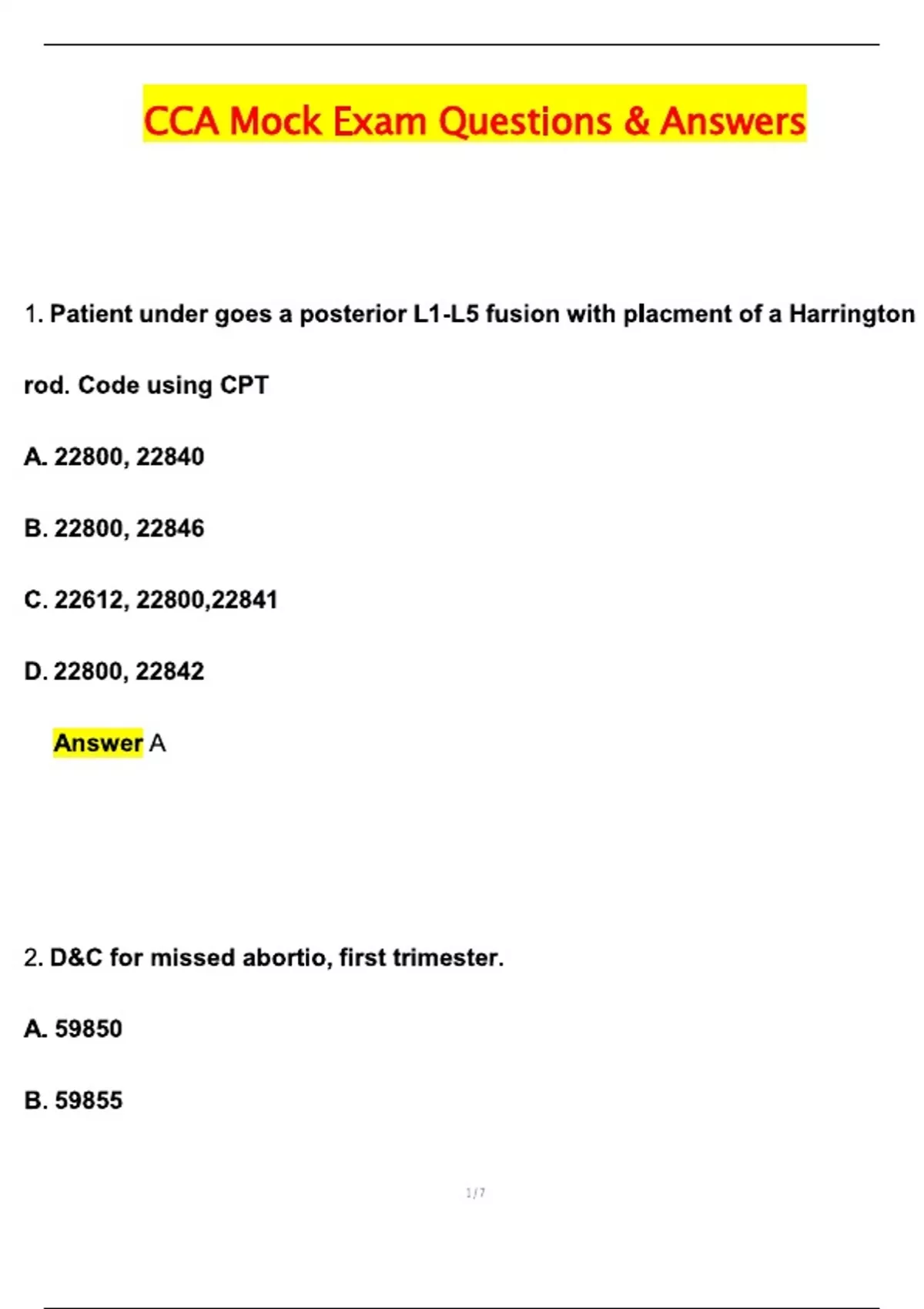 2025 CCA Mock Exam (Latest 2025 / 2026 Update) Questions and Verified ...