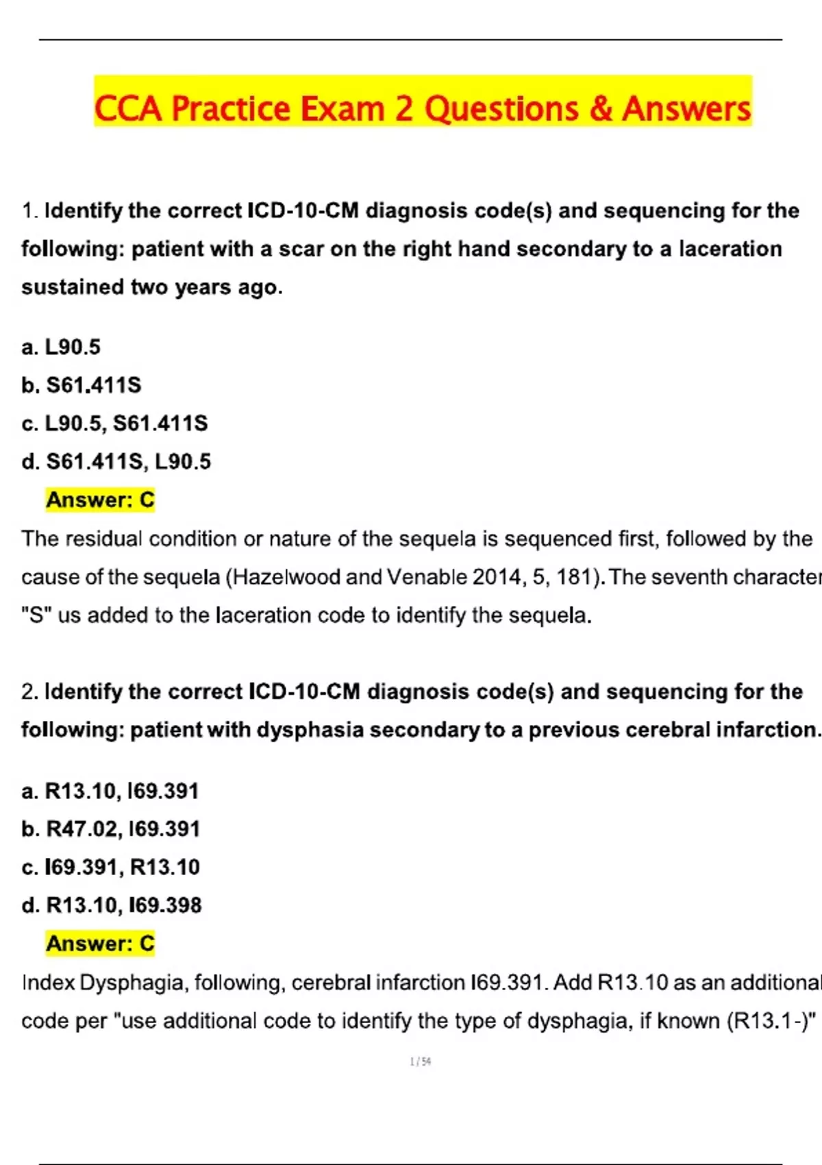 2025 CCA Practice Exam 2 (Latest 2025 / 2026 Update) Questions and ...