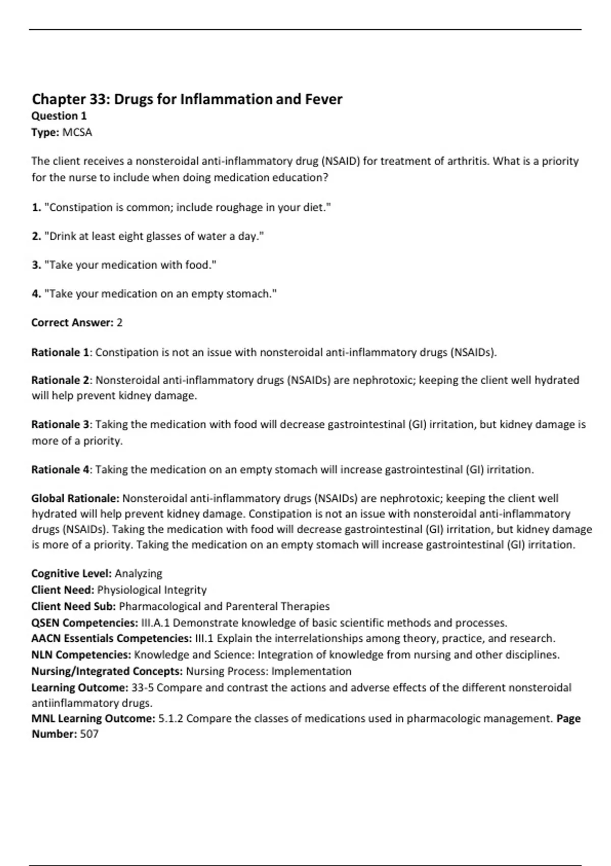 Chapter 33 Drugs for Inflammation and Fever - Pharmacology - Stuvia US