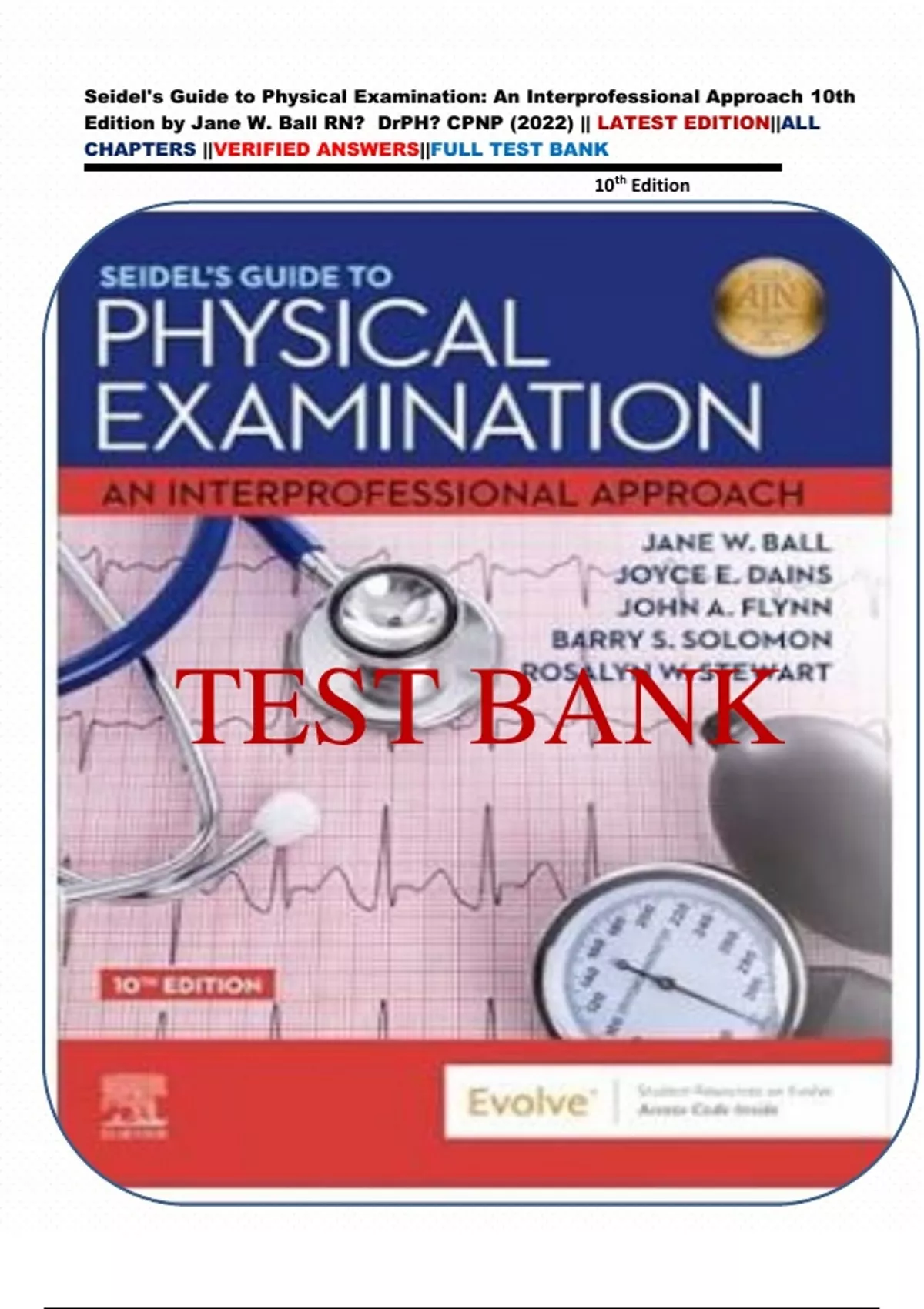 Seidel's Guide to Physical Examination: An Interprofessional Approach ...