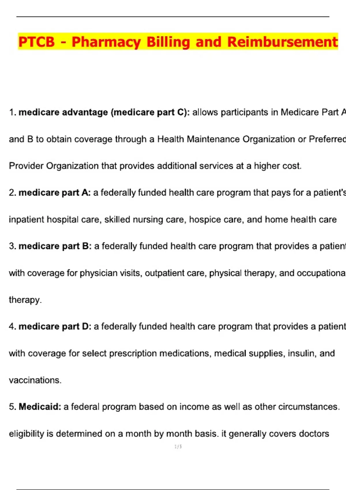 2025 PTCB - Pharmacy Billing and Reimbursement (Latest 2025 / 2026 ...