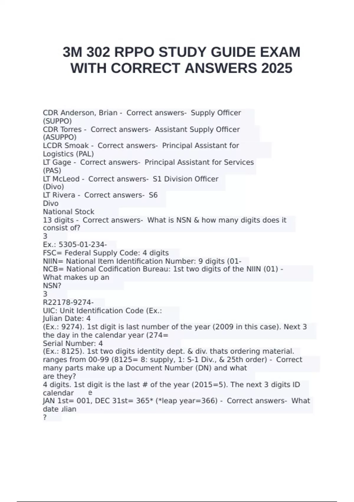 3M 302 RPPO STUDY GUIDE EXAM WITH CORRECT ANSWERS 2025 - 3M 302 RPPO ...