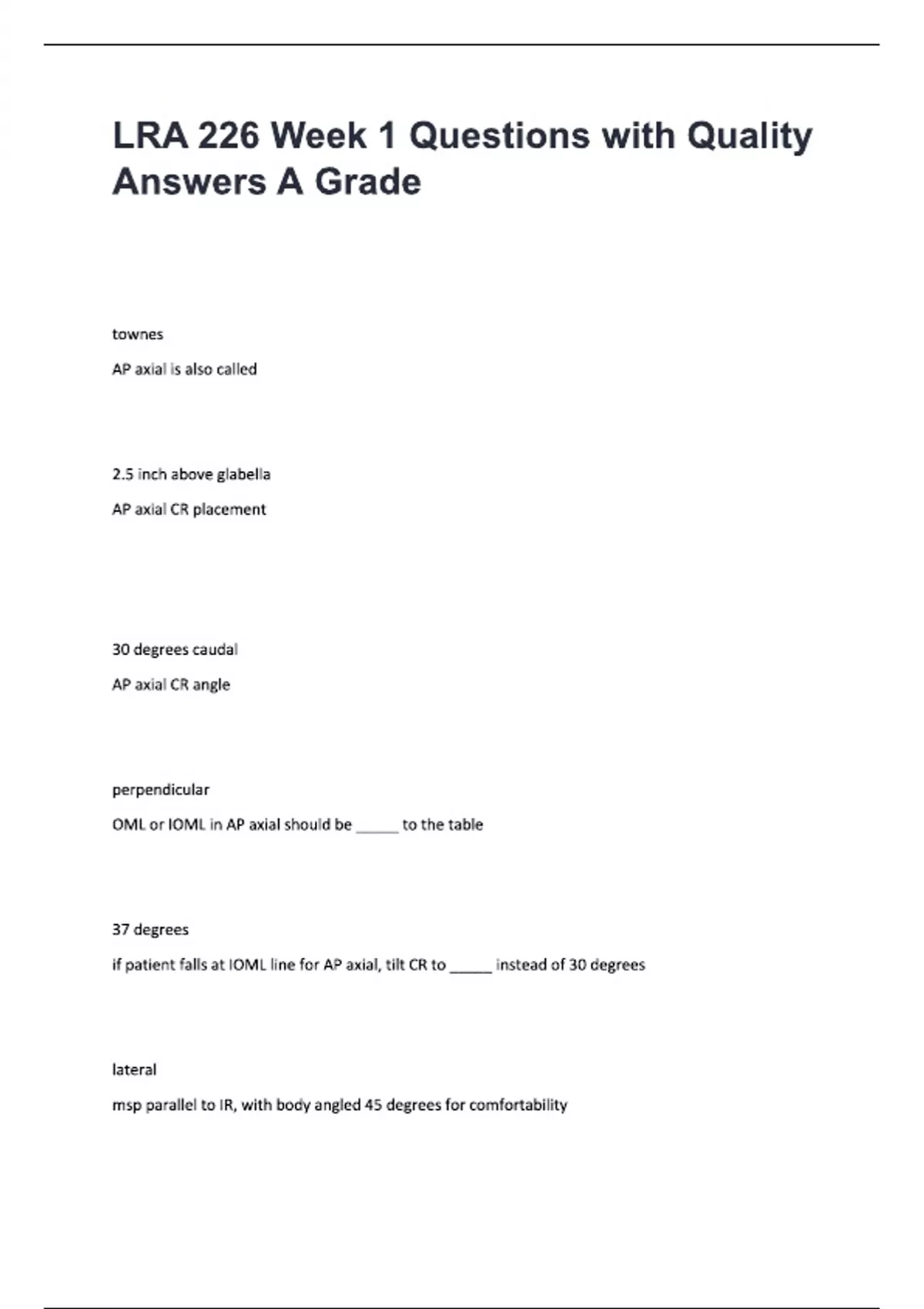 LRA 226 Week 1 Questions and Correct Answers (100% COMPLETE ANSWERS ...