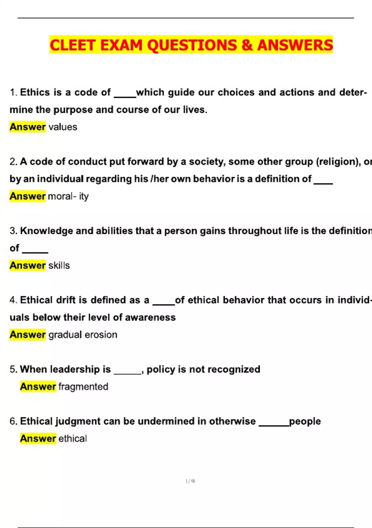CLEET EXAM (Latest 2025 / 2026 Update) Questions and Verified Answers ...