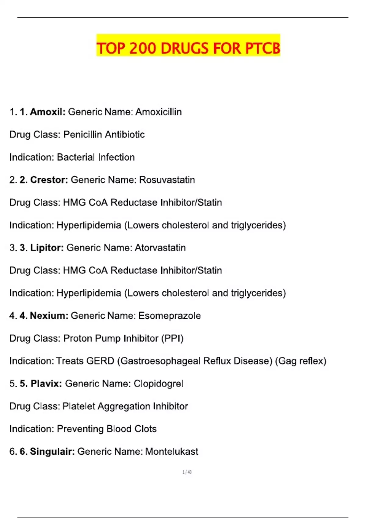 PTCB TOP 200 DRUGS (Latest 2025 / 2026 Update) Questions and Verified ...