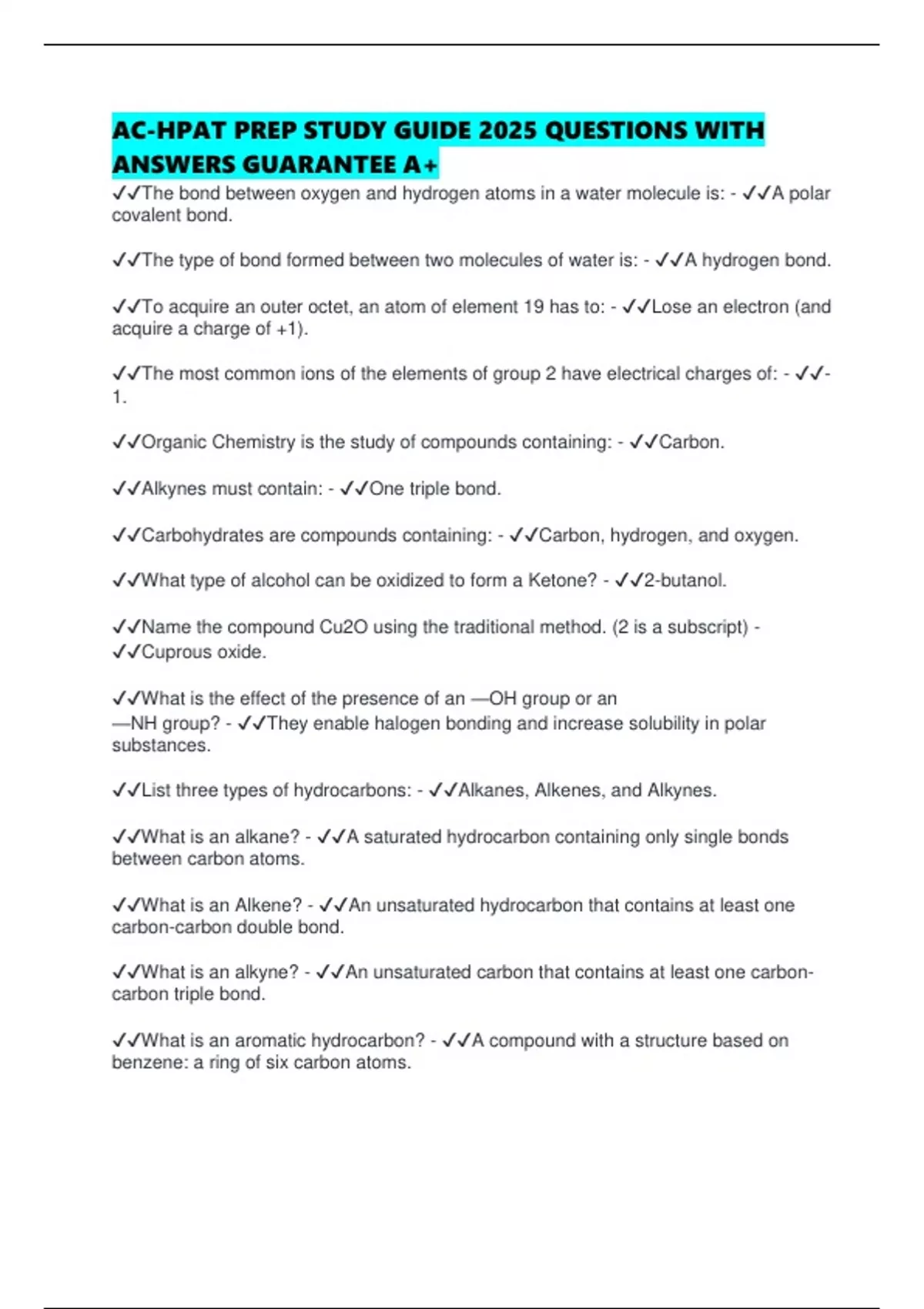 AC-HPAT PREP STUDY GUIDE 2025 QUESTIONS WITH ANSWERS GUARANTEE A+ - AC ...