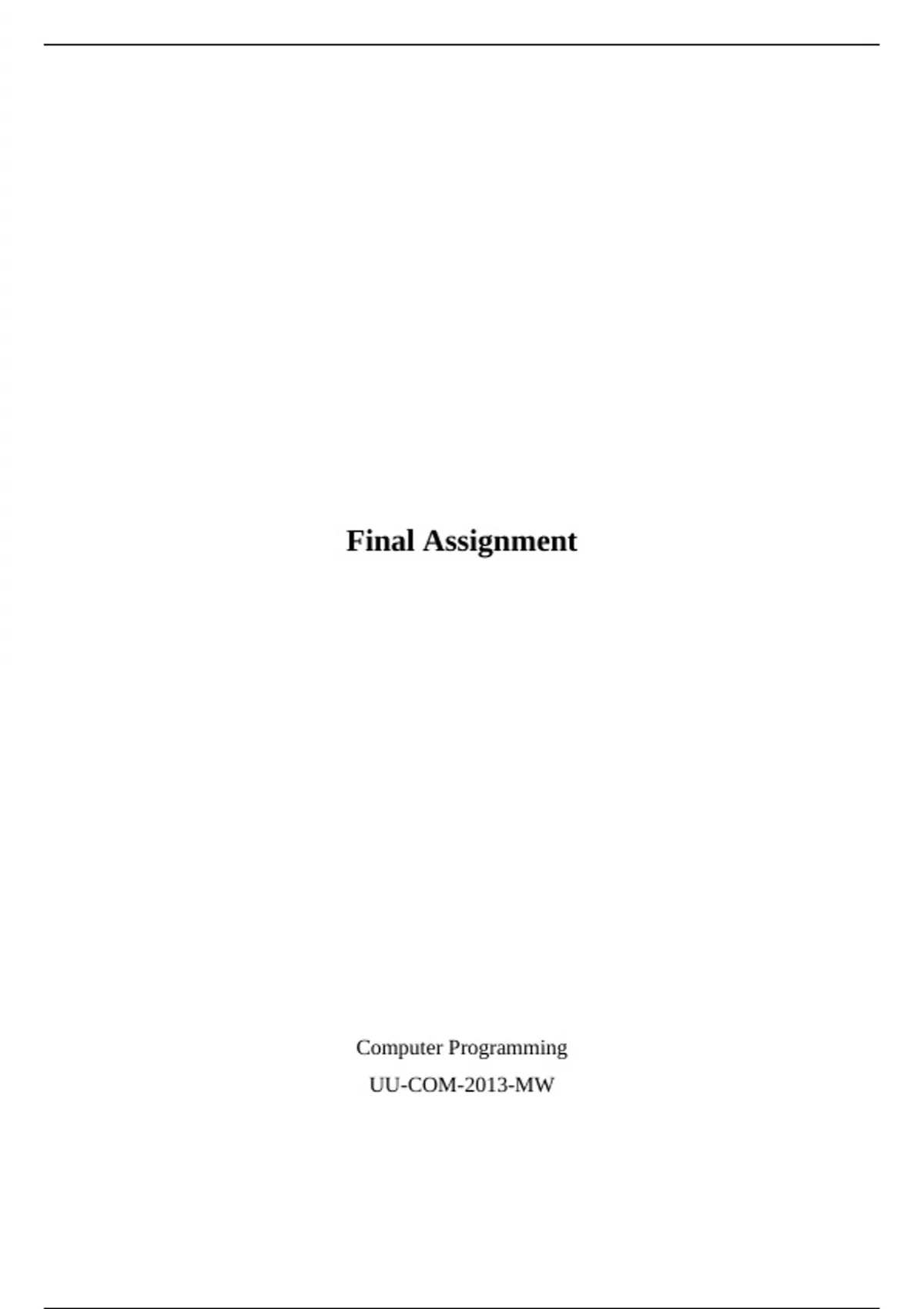 Computer Programming final assignment on programming - COM 2013 ...