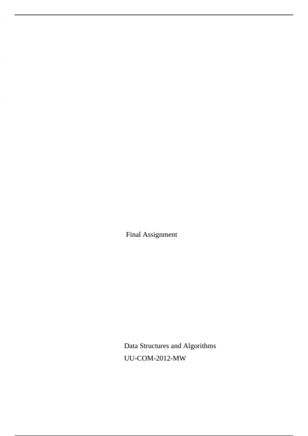 Final Assignment Data Structures And Algorithms Data Structure And Algorithms Uucom2012