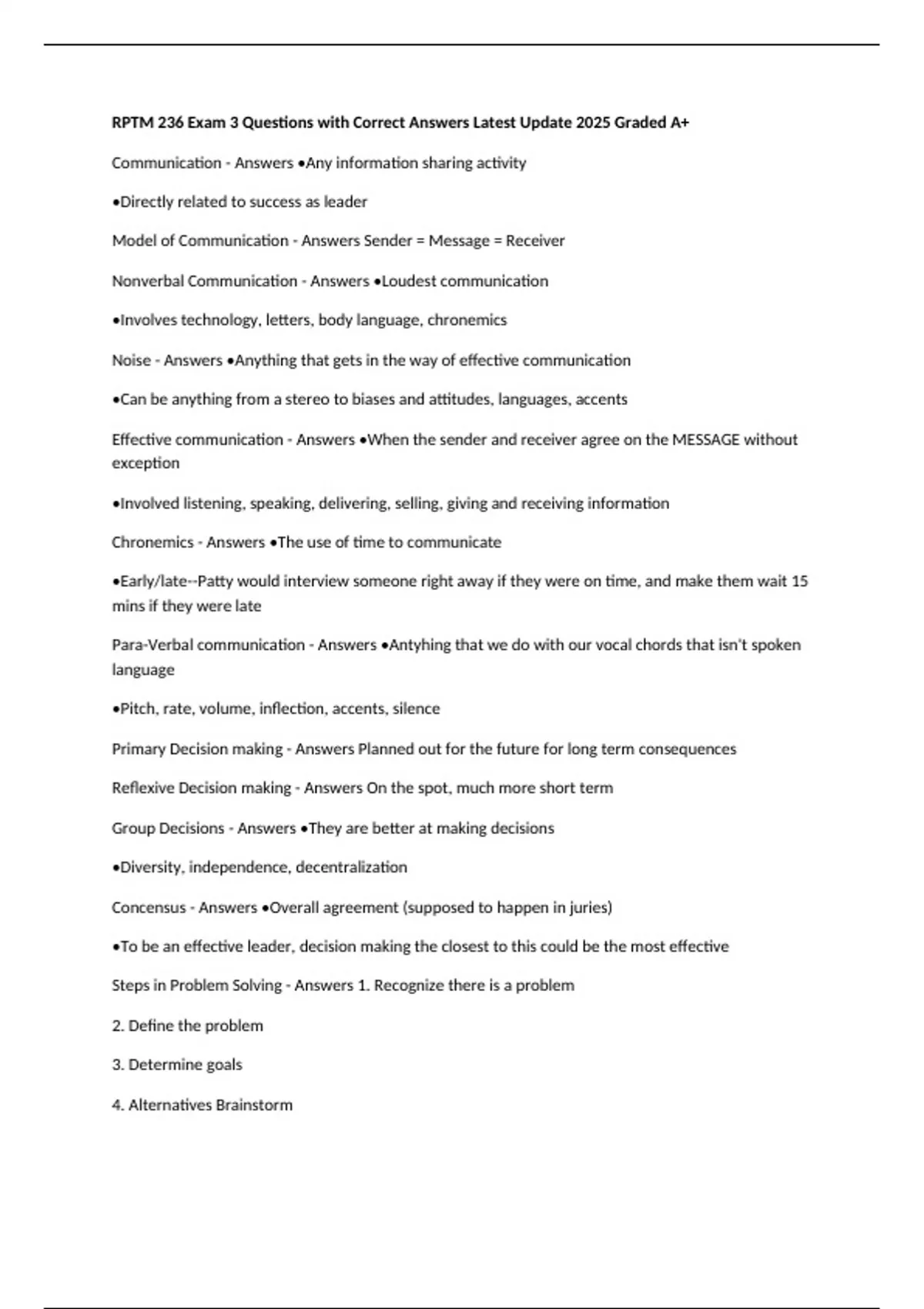 RPTM 236 Exam 3 Questions with Correct Answers Latest Update 2025 ...