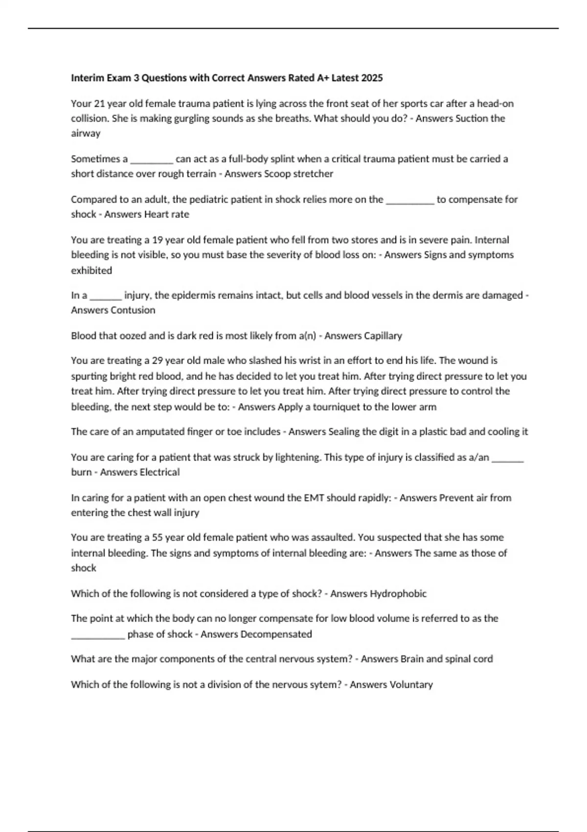 Interim Exam 3 Questions with Correct Answers Rated A+ Latest 2025 ...