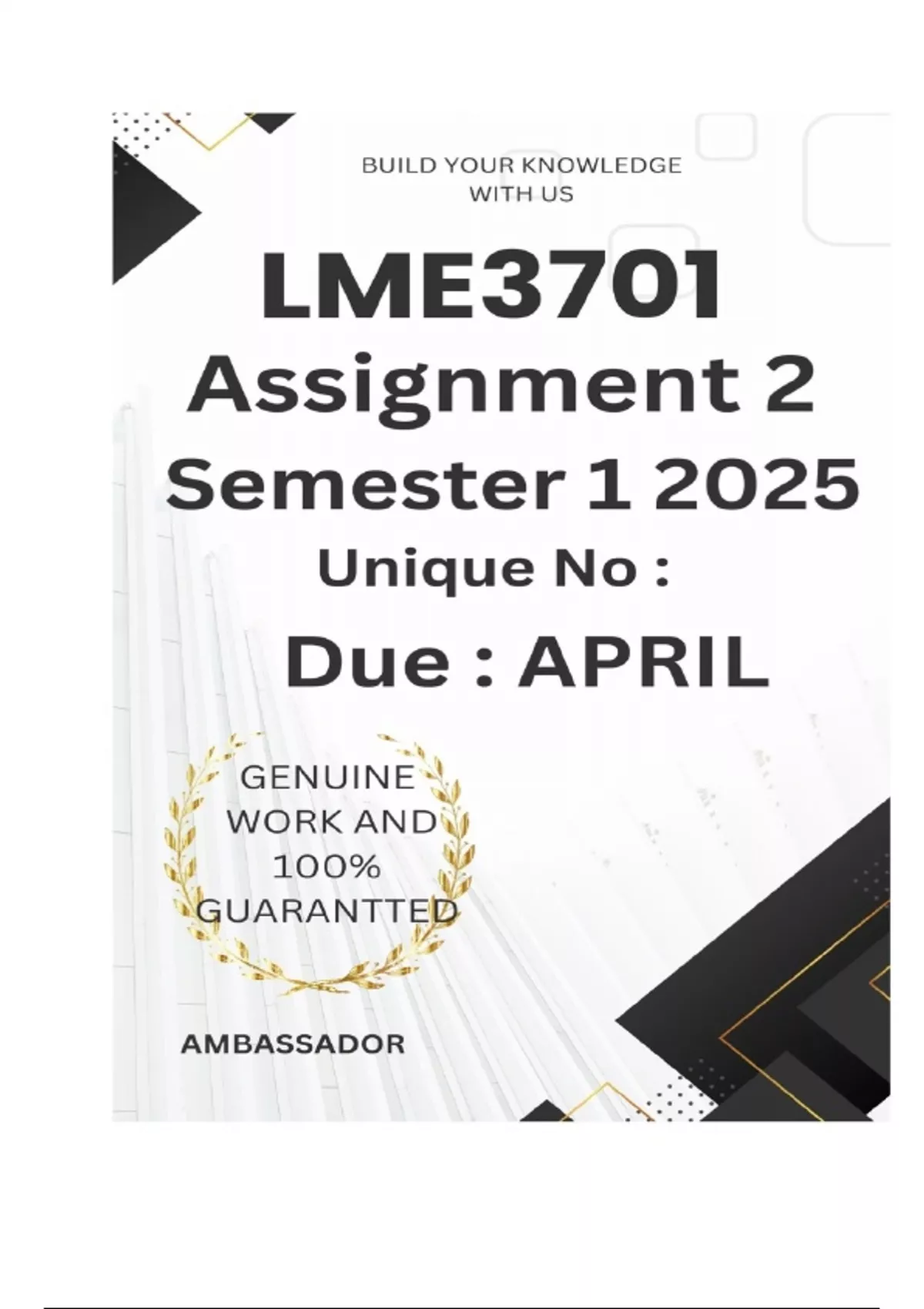 LME3701 Assignment 2 RESEARCH PROPOSAL (COMPLETE ANSWERS) Semester 1 2025 - DUE April 2025 ...