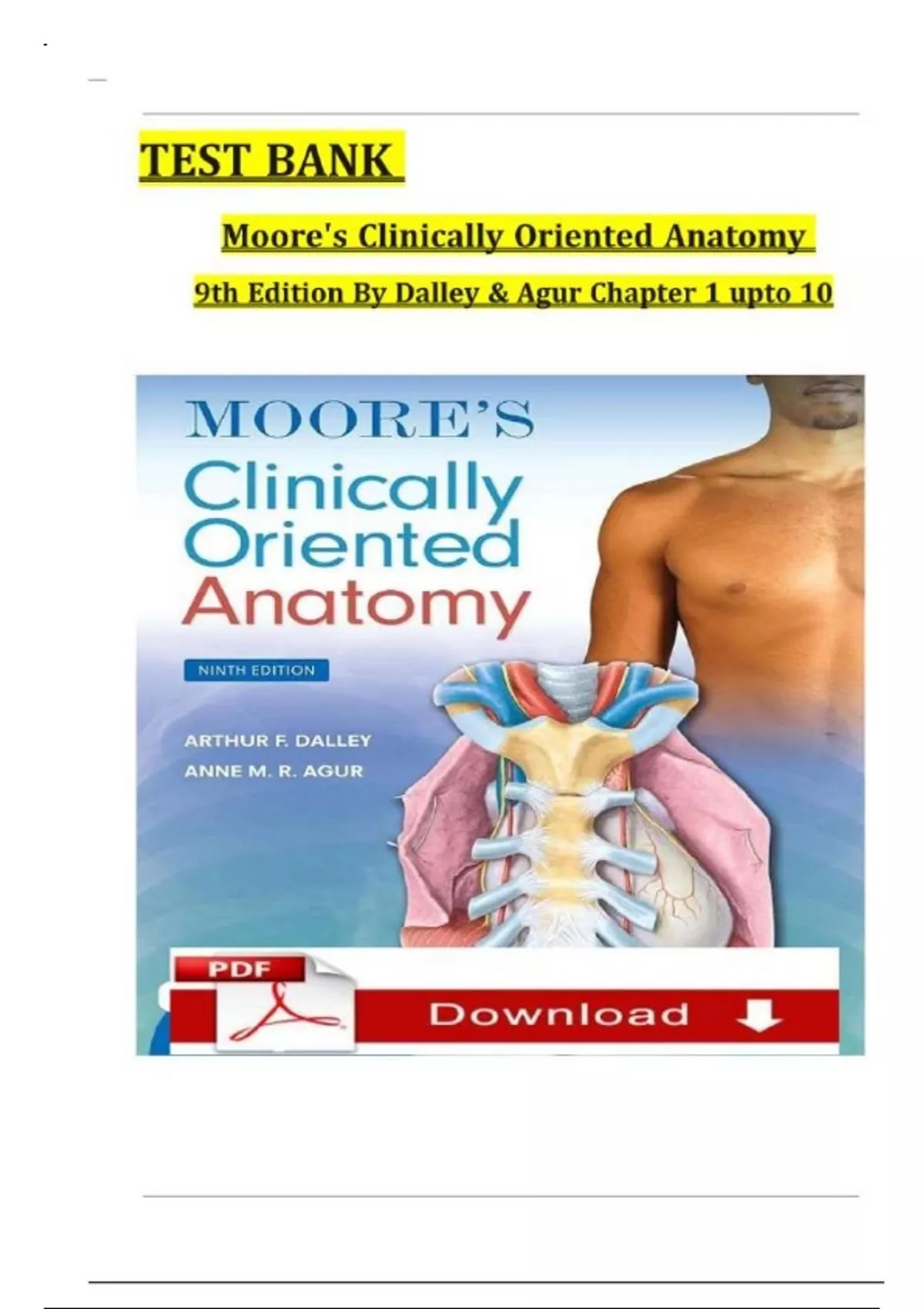 Test Bank for Moore's Clinically Oriented Anatomy 9th Edition By Dalley ...