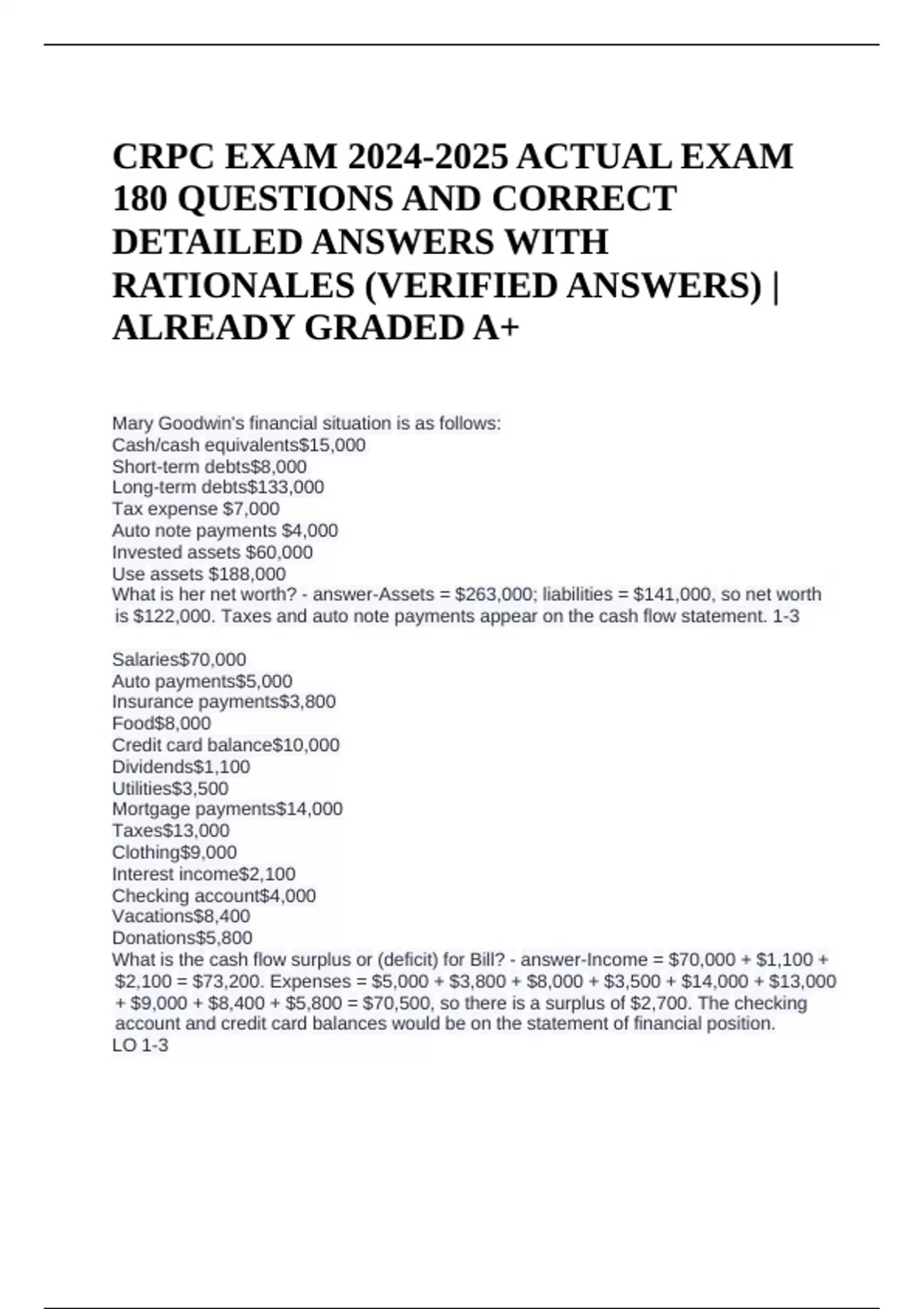 CRPC EXAM 2024 questions with correct answers - CRPC PRACTICE - Stuvia US