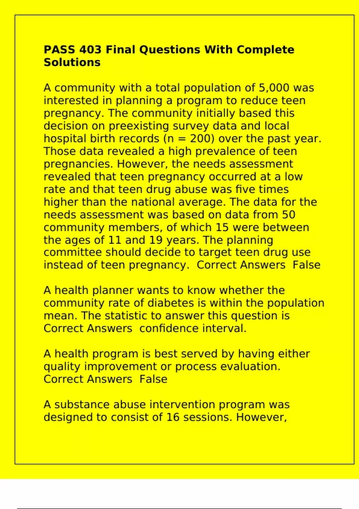 PASS 403 Final Questions With Complete Solutions - PASS 403 - Stuvia US