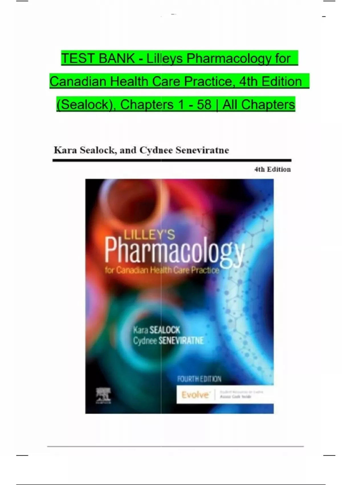 TEST BANK For Lilley's Pharmacology for Canadian Health Care Practice ...