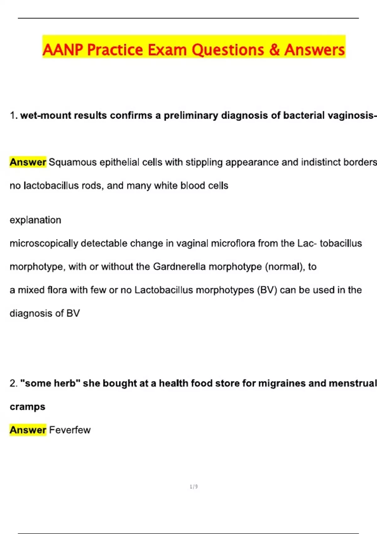 AANP Practice Exam (Latest 2025 / 2026 Update) Questions and Verified ...