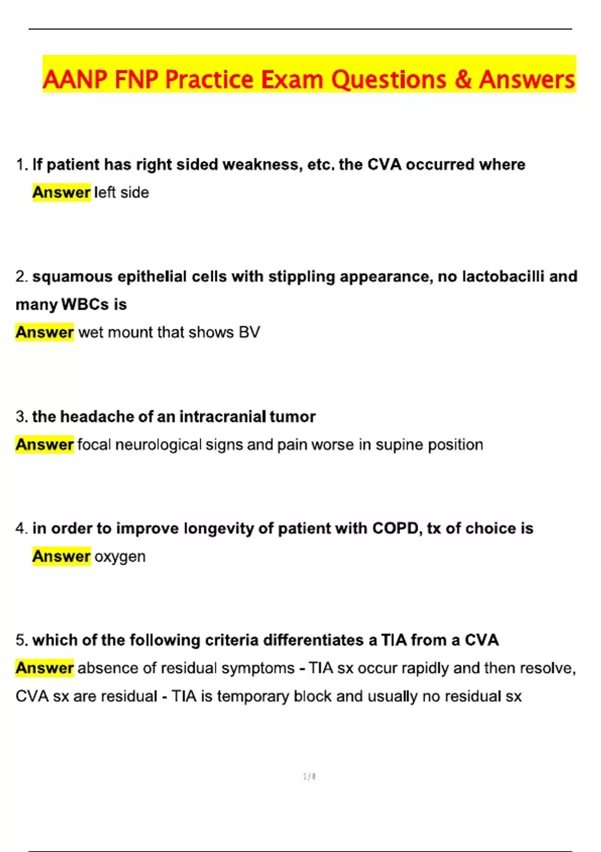 AANP FNP Practice Exam (Latest 2025 / 2026 Update) Questions and ...